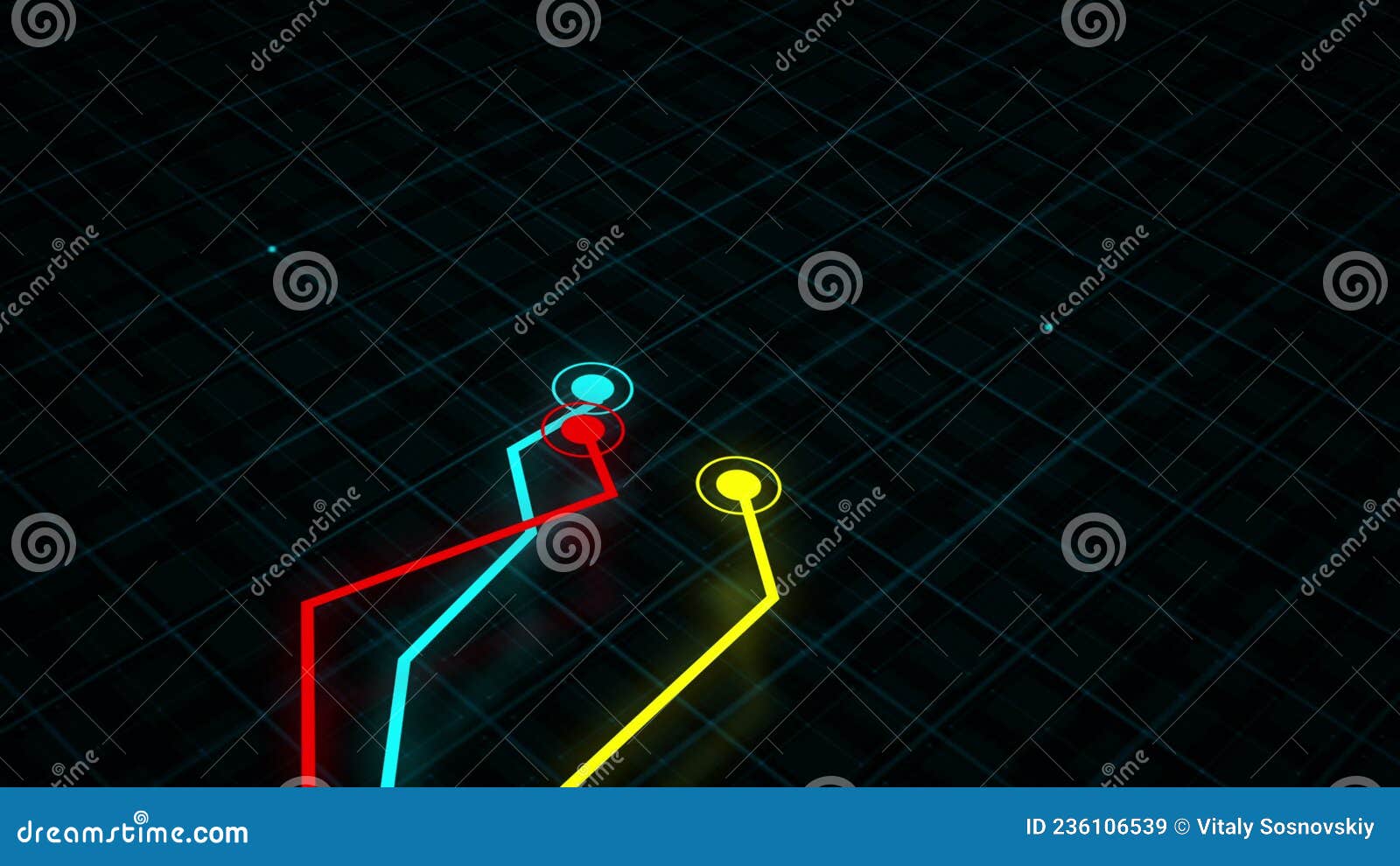 Line Graph of Digital Income Chart Made in Tech Style on High Tech Grid ...