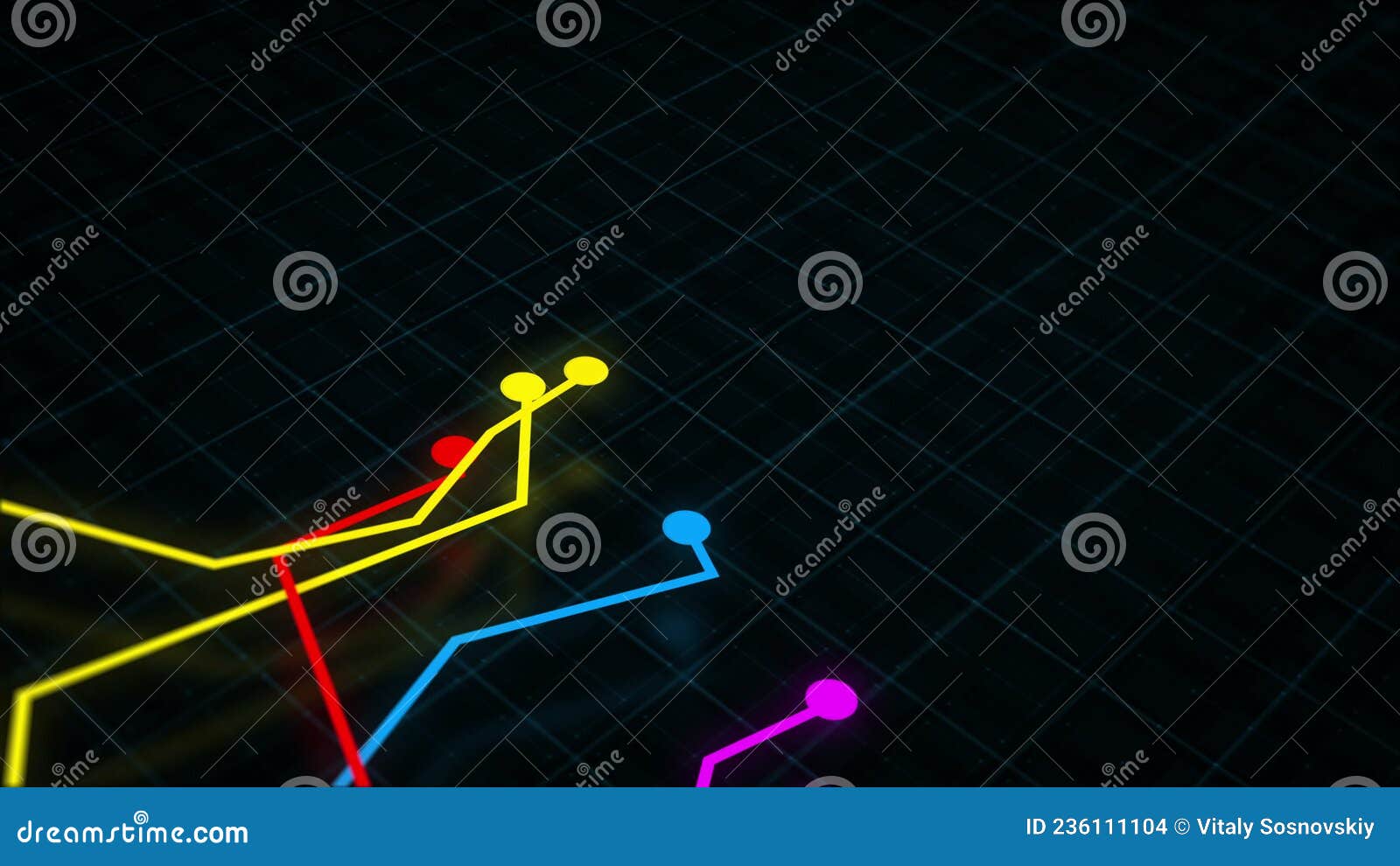 Line Graph of Digital Income Chart Made in Tech Style on High Tech Grid ...