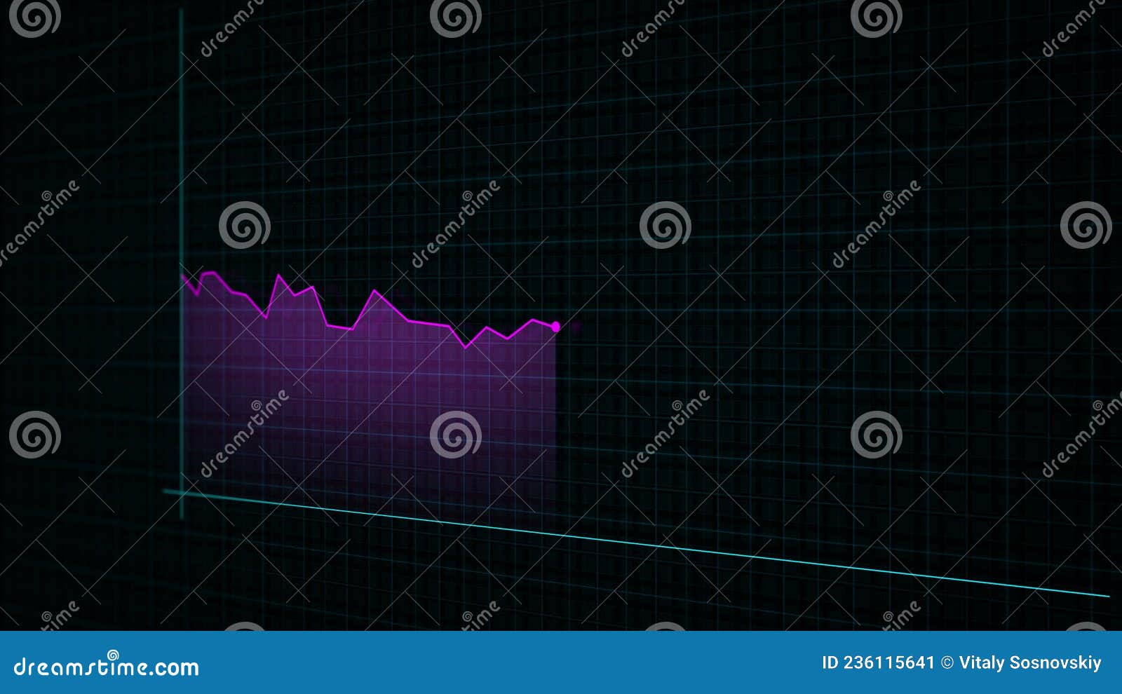 Line Graph of Digital Income Chart Made in Tech Style on High Tech Grid ...