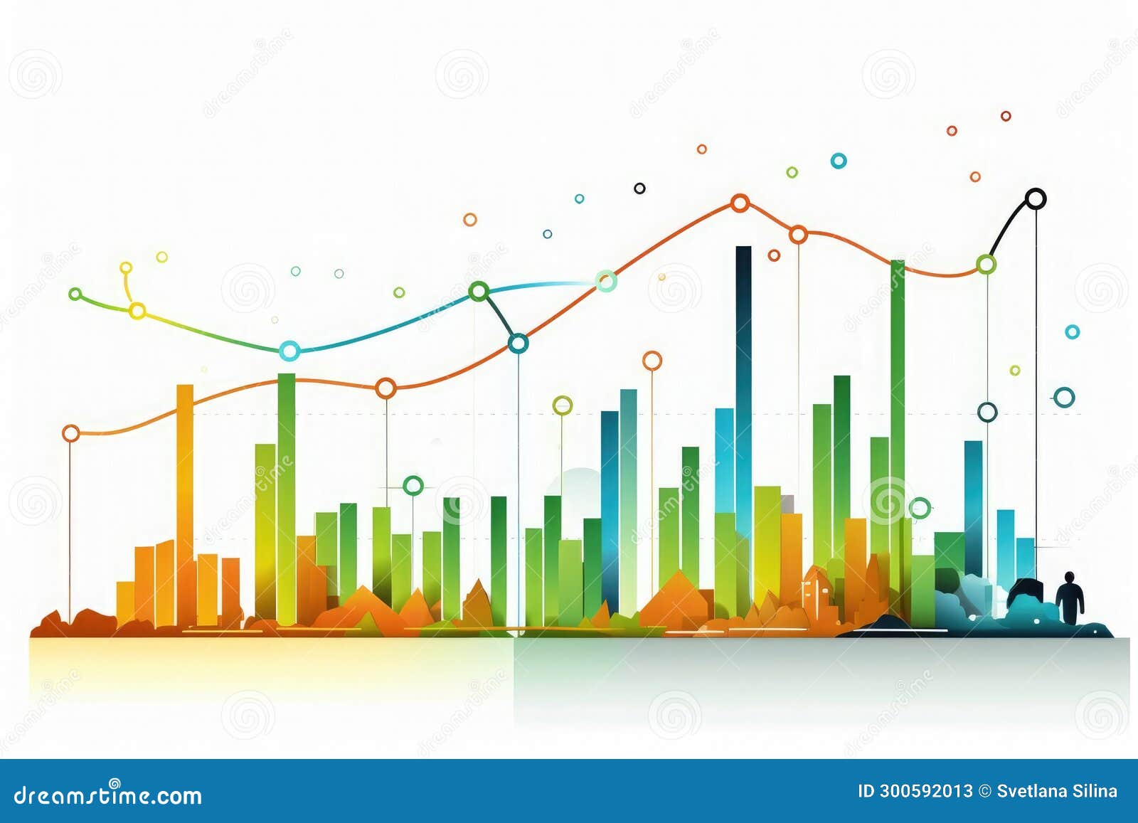 Line Graph Of Income Growth, Timeline, Arrows Indicate The Direction Of ...
