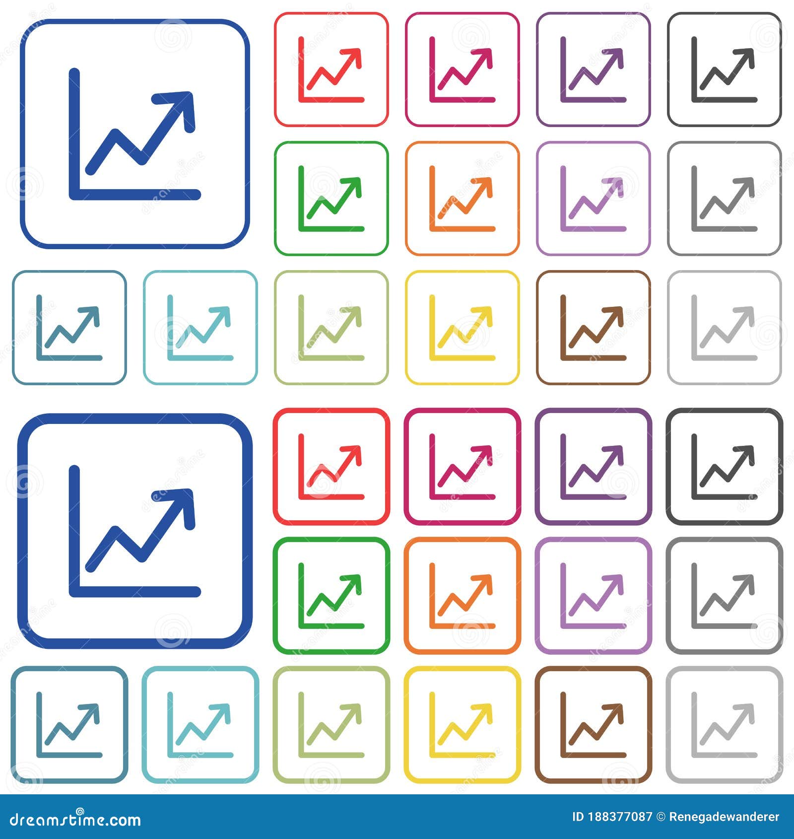 Line Graph Outlined Flat Color Icons Stock Vector - Illustration of ...
