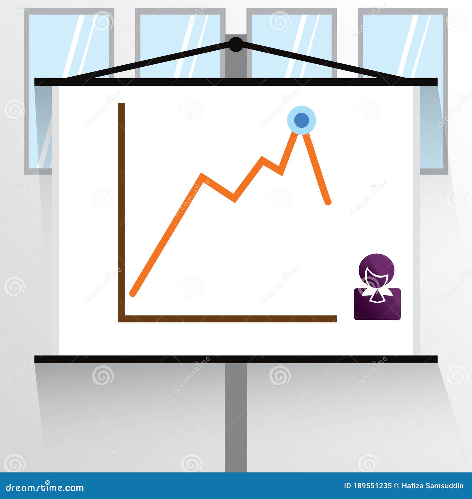 Line Graph on Projection Screen. Vector Illustration Decorative Design ...