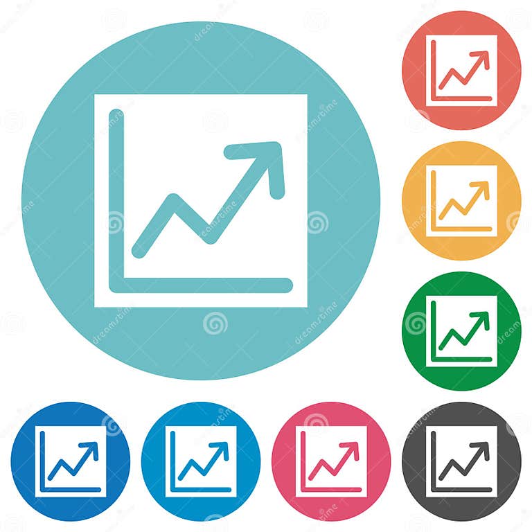 Line Graph Solid Flat Round Icons Stock Vector - Illustration of ...