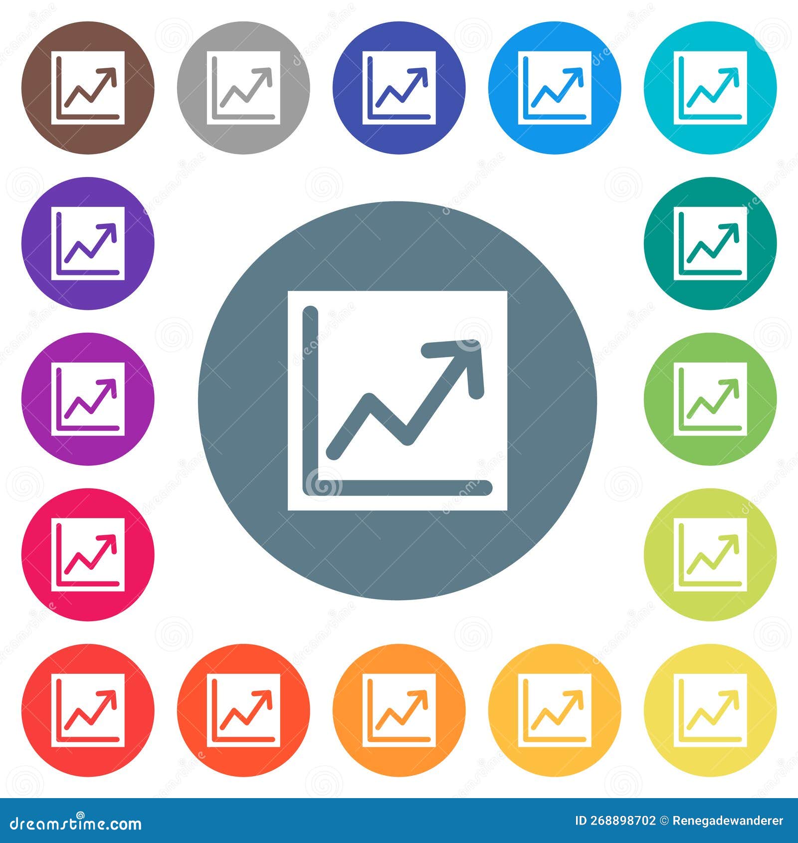 Line Graph Solid Flat White Icons on Round Color Backgrounds Stock ...