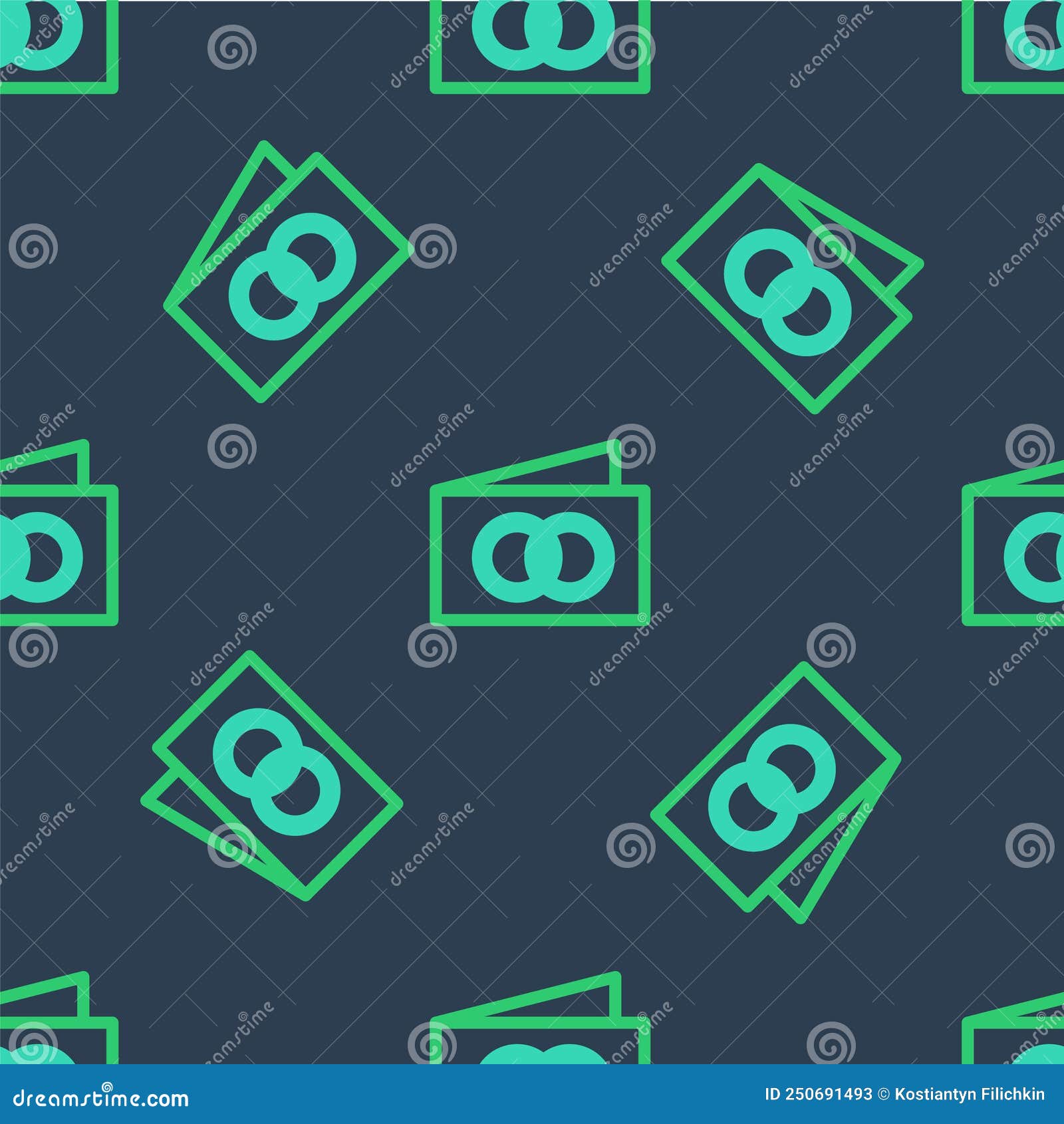 Line Greeting Card Icon Isolated Seamless Pattern on Blue Background ...