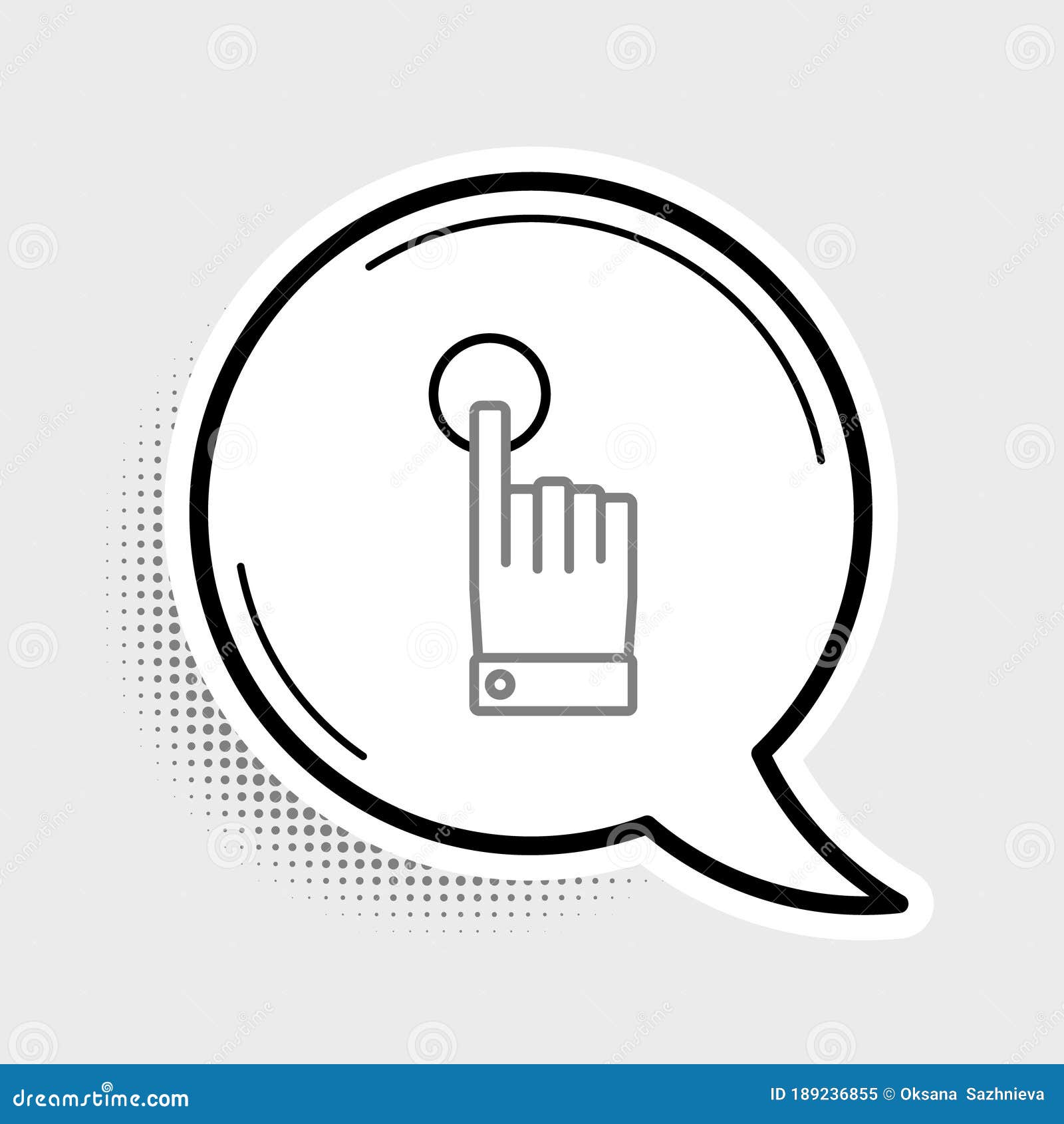 Line Hand Touch and Tap Gesture Icon Isolated on Grey Background. Click ...