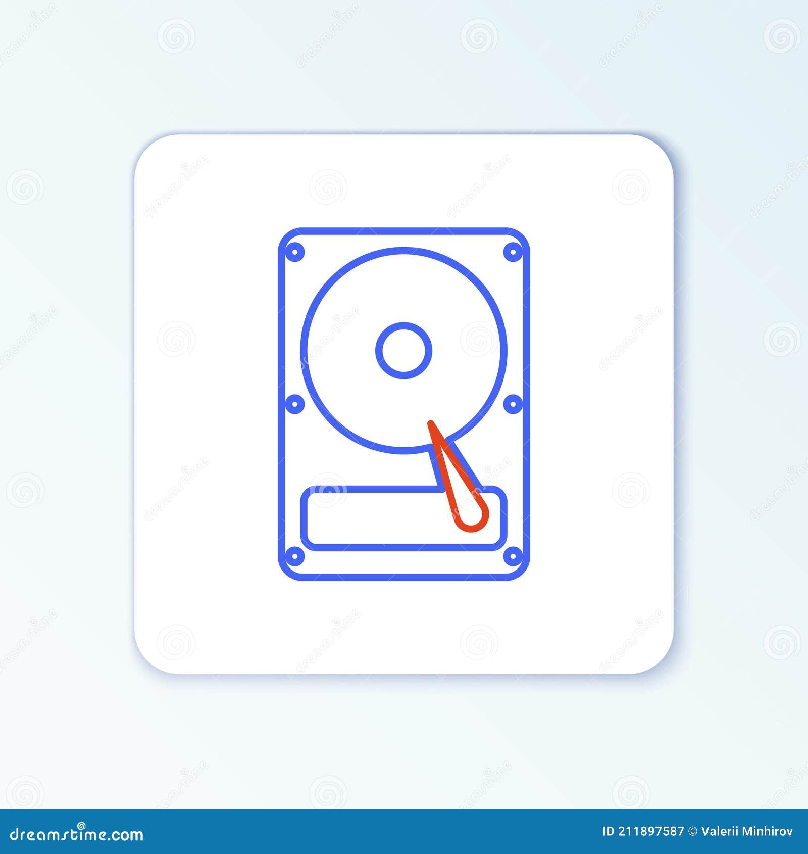 Line Hard Disk Drive HDD Icon Isolated on White Background. Colorful ...