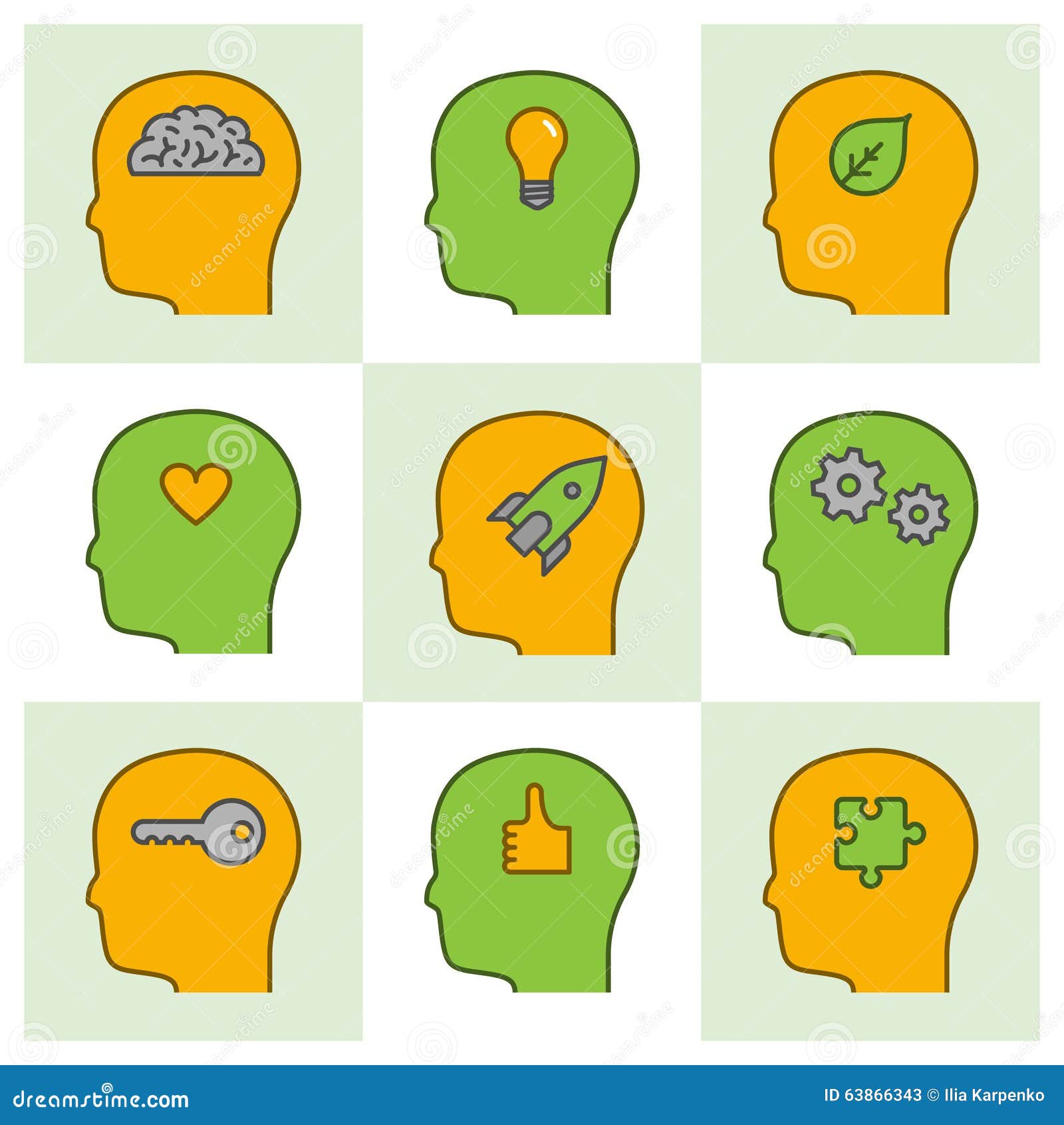 Line Head Icon Set. Vector Linear Sign Stock Illustration ...