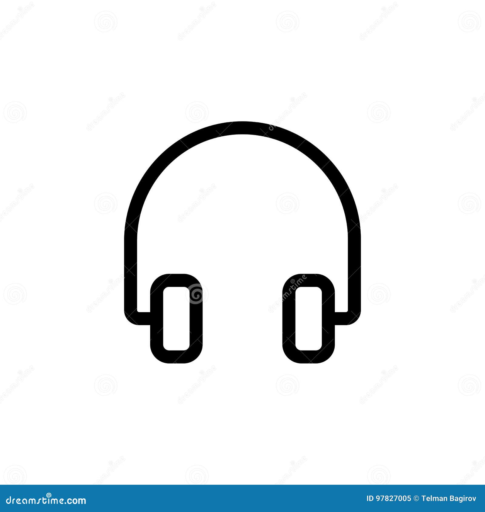 Line Headphones Icon on White Background Stock Illustration ...