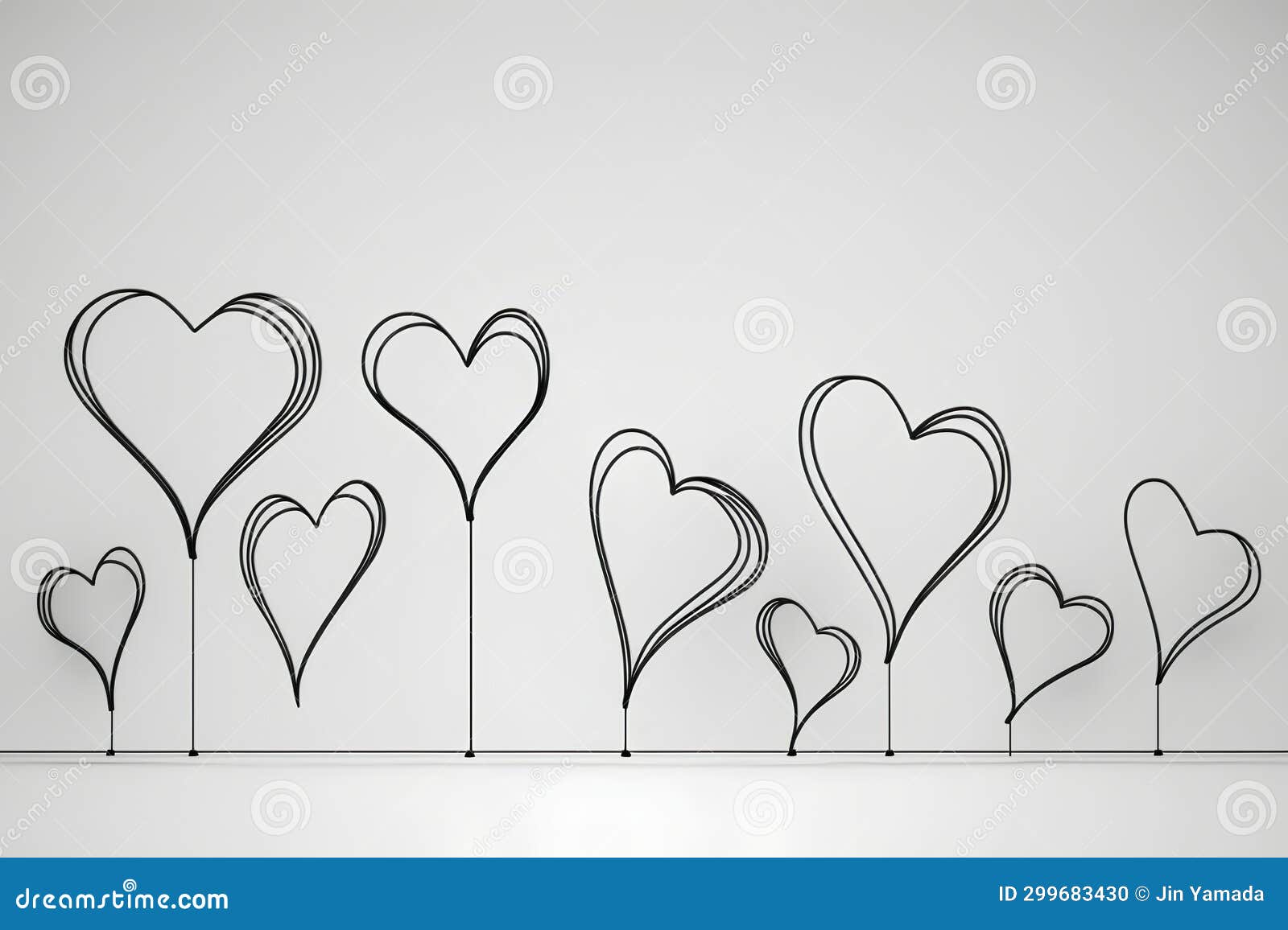 Line of Hearts on White Background. Love Concept Stock Illustration ...
