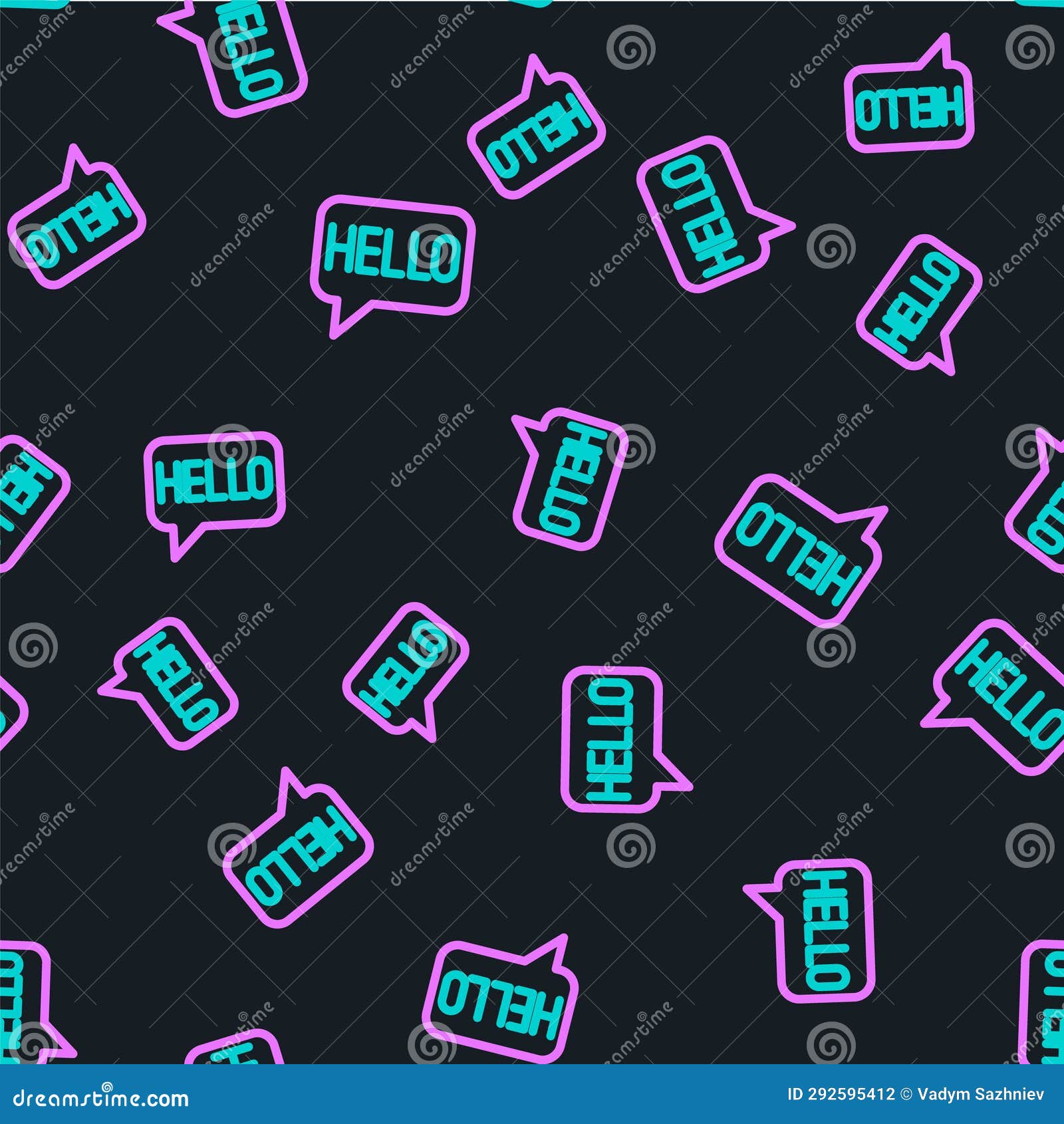 Line Hello in Different Languages Icon Isolated Seamless Pattern on ...