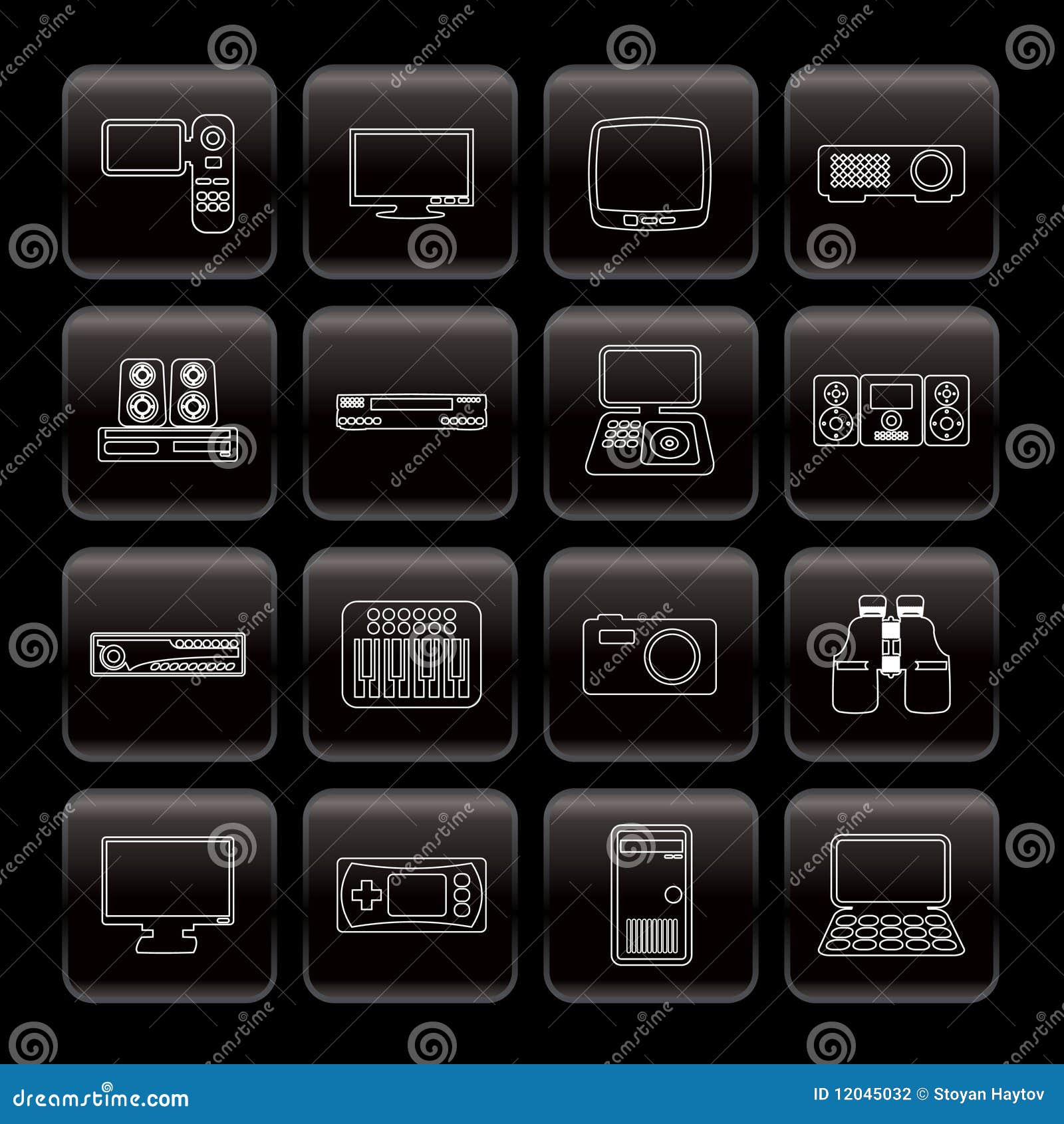 Line Hi-tech Equipment Icons Stock Vector - Illustration of phone ...