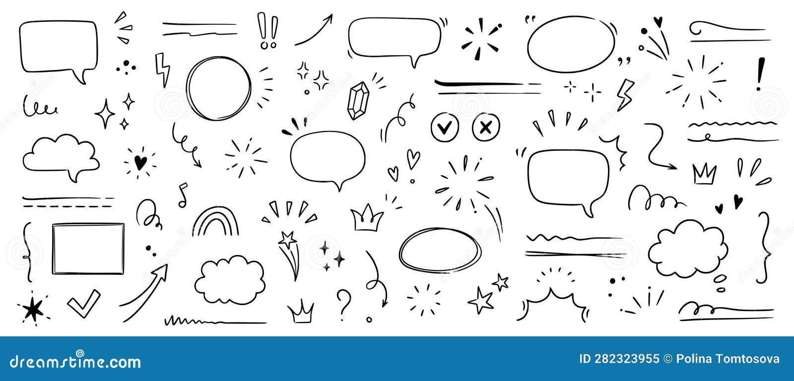 Line Highlight Brush, Text Emphasis, Underline Brush. Hand Drawn ...