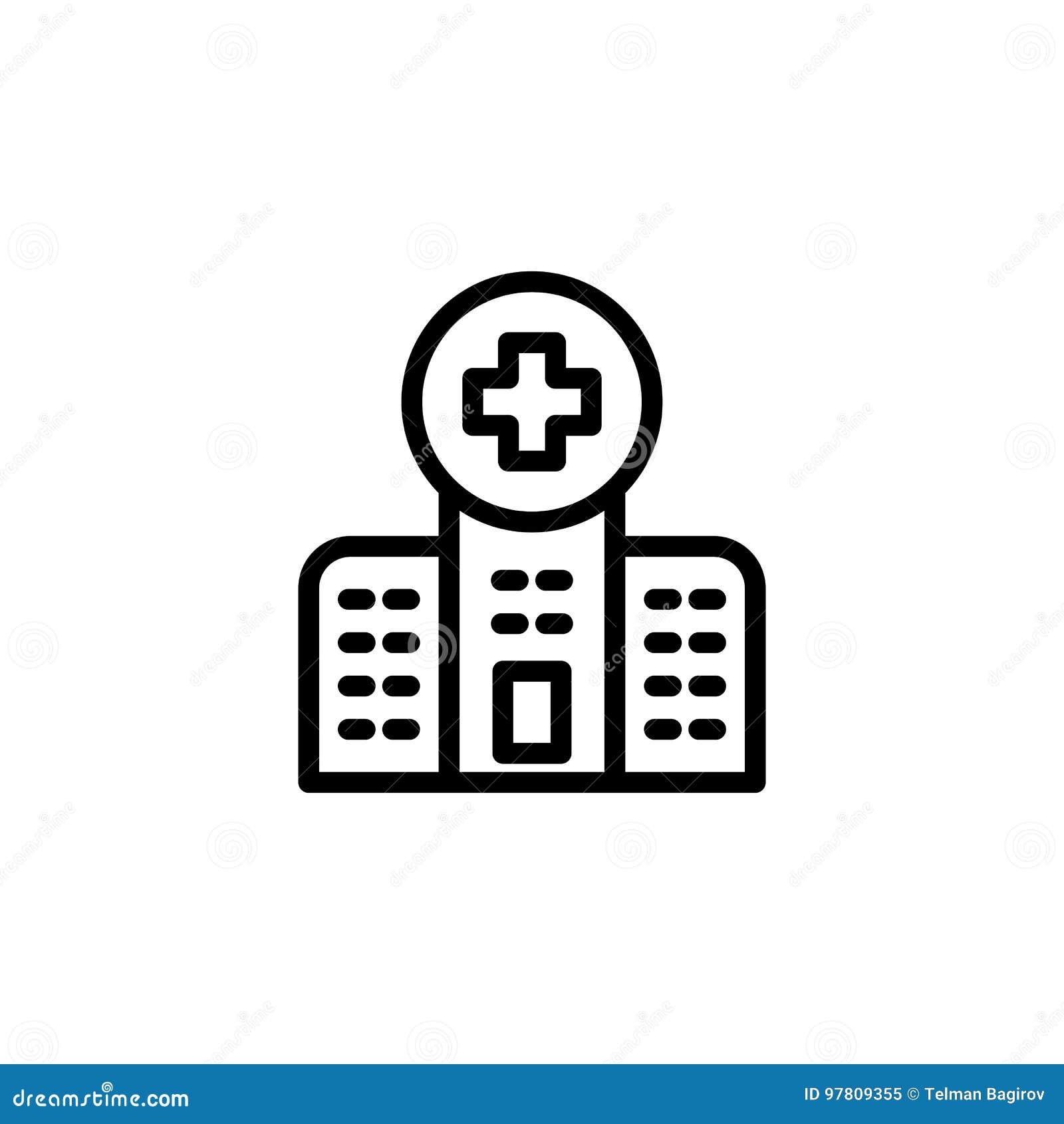 Line Hospital Icon on White Background Stock Illustration ...