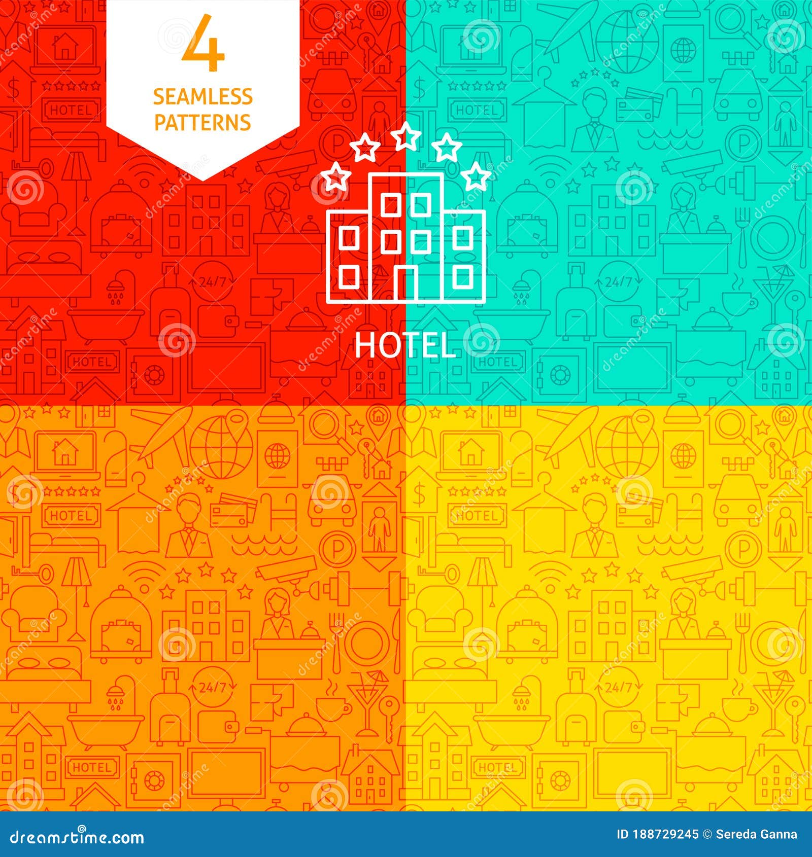 Line Hotel Patterns stock vector. Illustration of seamless - 188729245