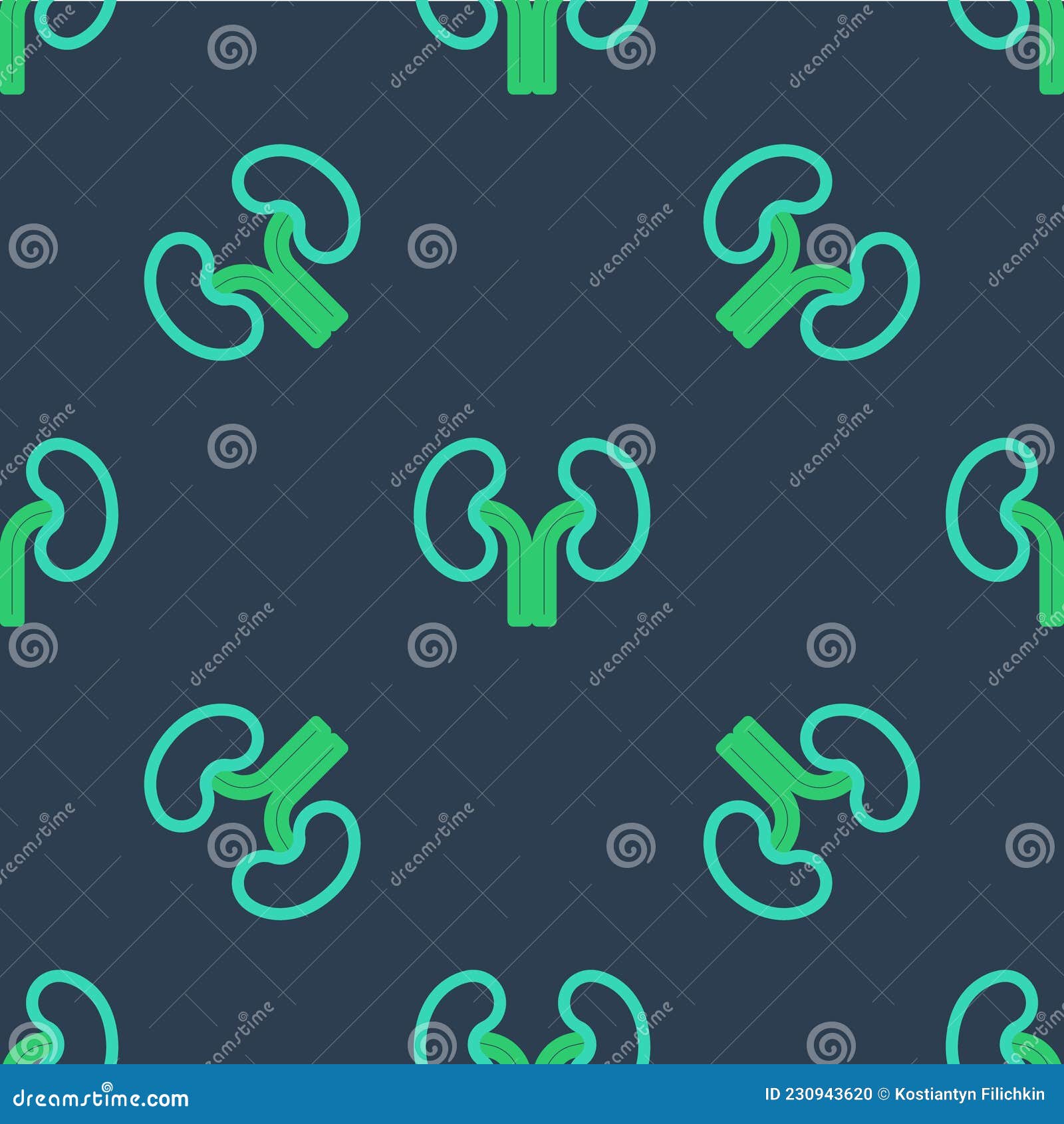 Line Human Kidneys Icon Isolated Seamless Pattern on Blue Background ...