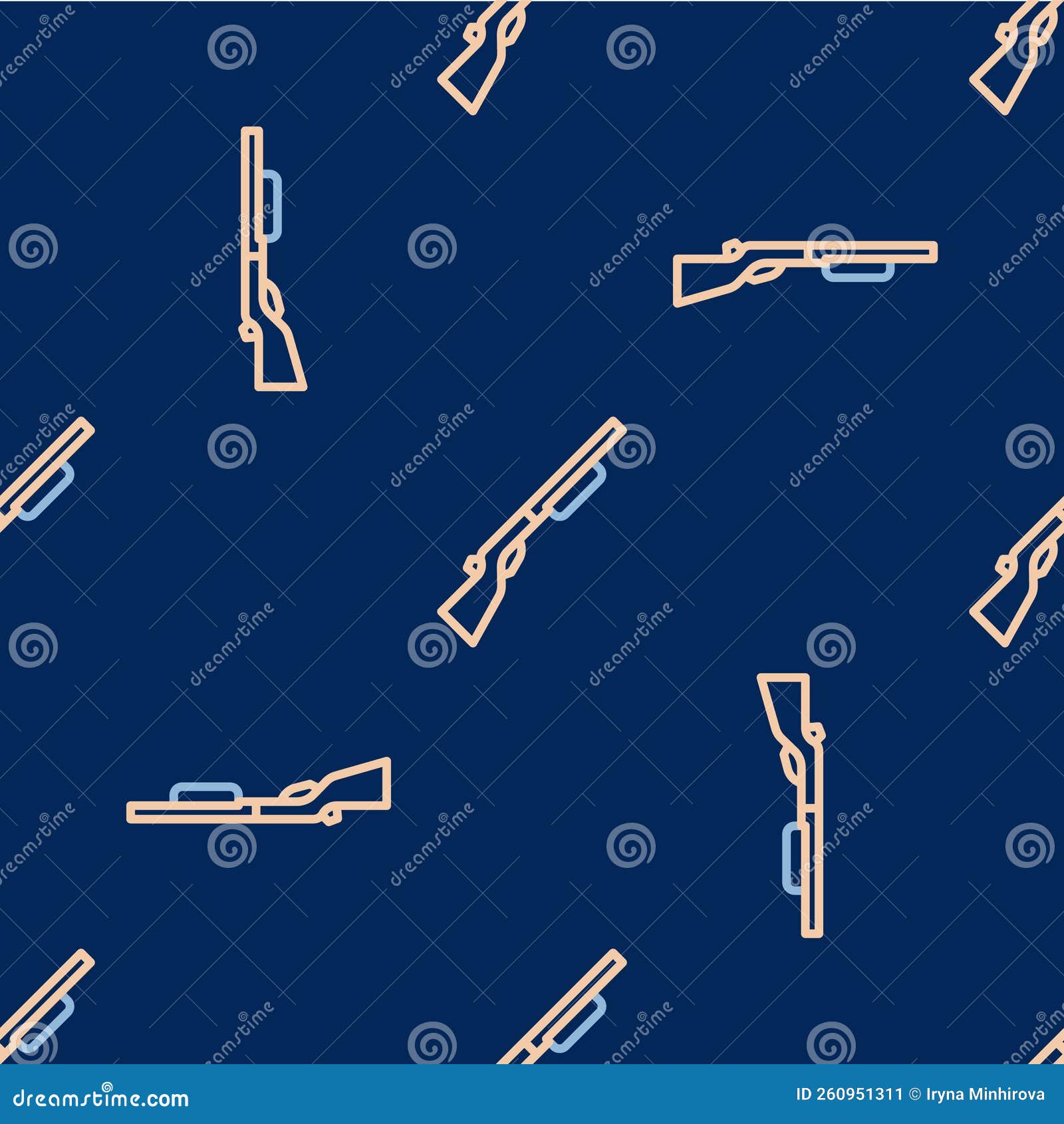 Line Hunting Gun Icon Isolated Seamless Pattern on Blue Background ...