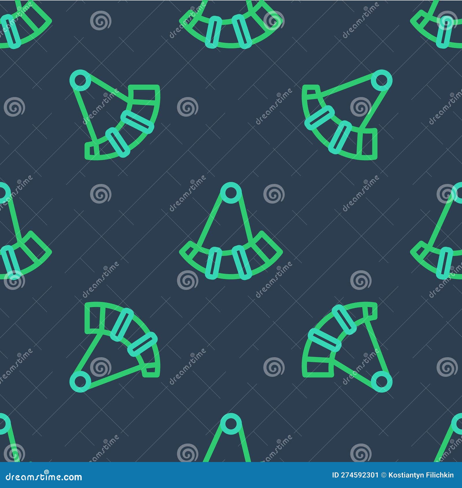 Line Hunting Horn Icon Isolated Seamless Pattern on Blue Background ...