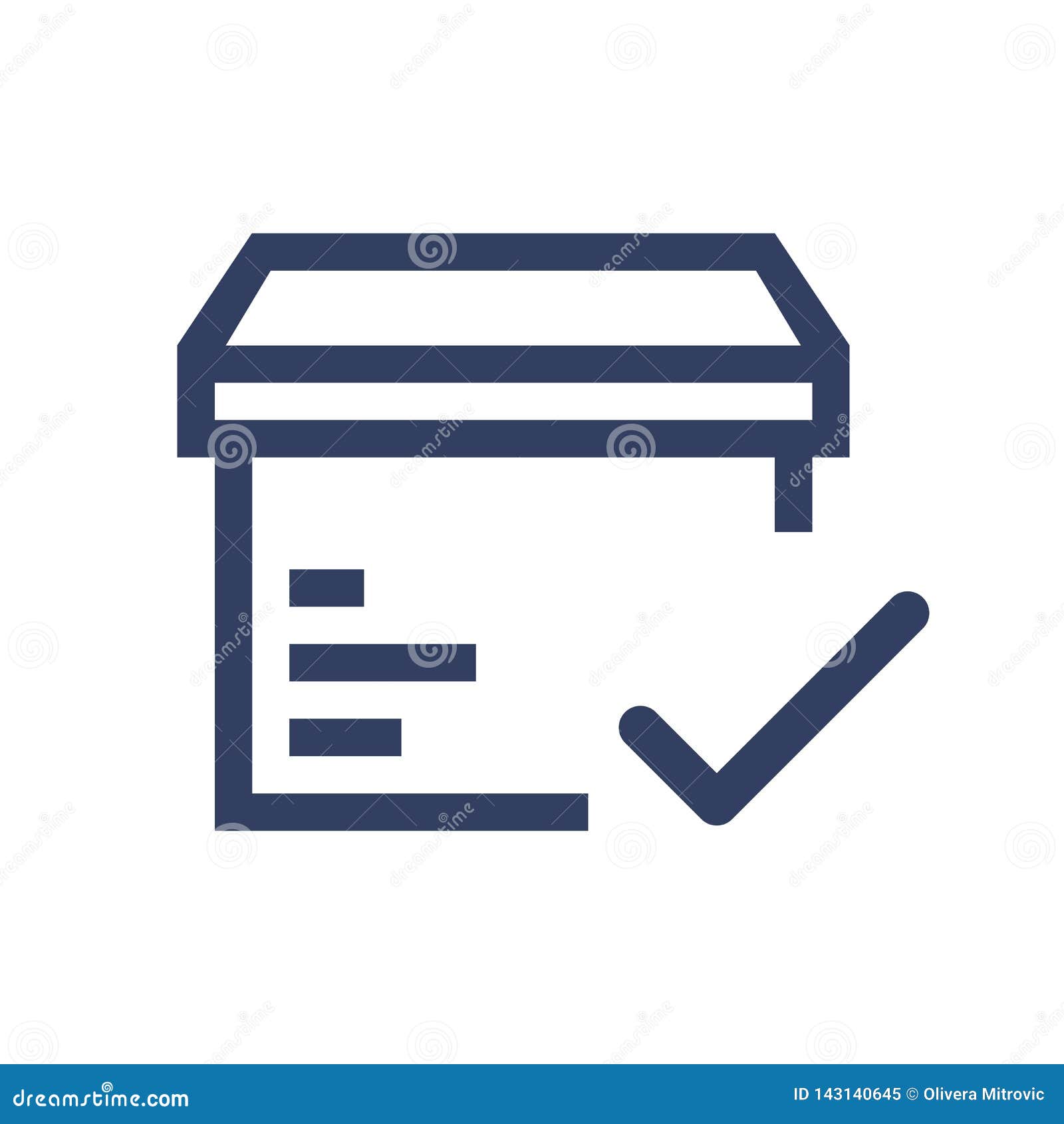 Line Icon Approved Carton Box Stock Vector - Illustration of parcel ...