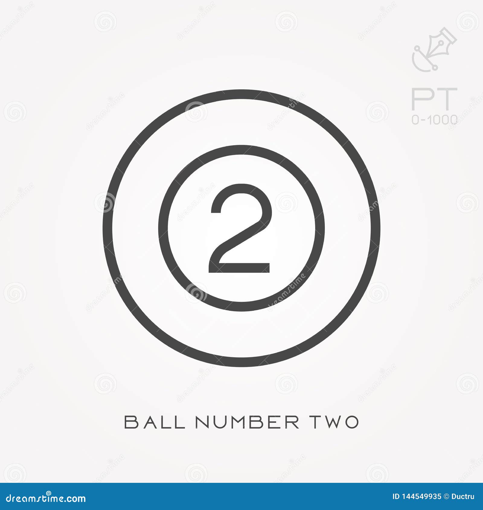 Line icon ball number two stock vector. Illustration of icon - 144549935