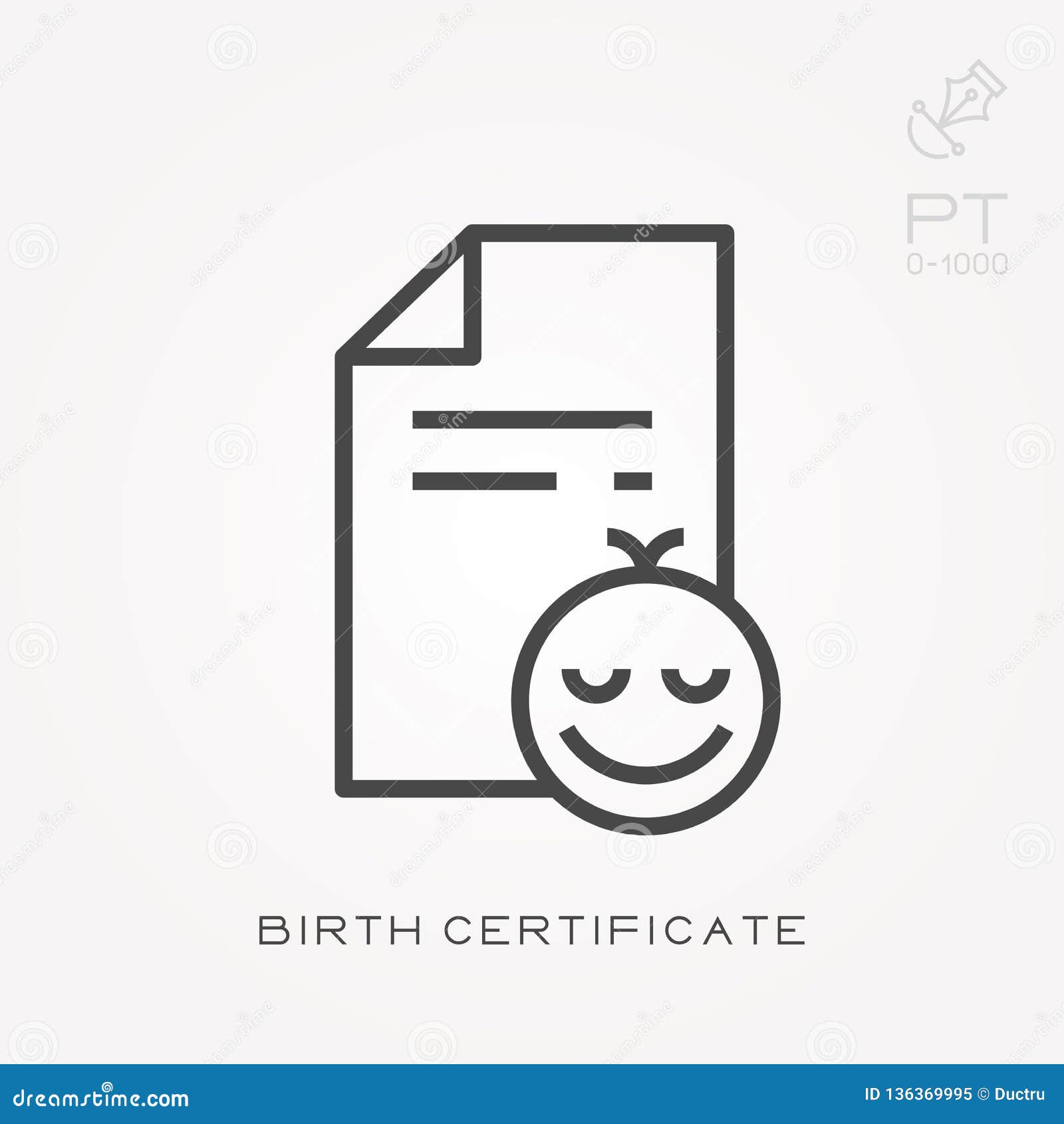 Birth Certificate Icon. Cute Birth Certificate Sign. Puppy Birth ...