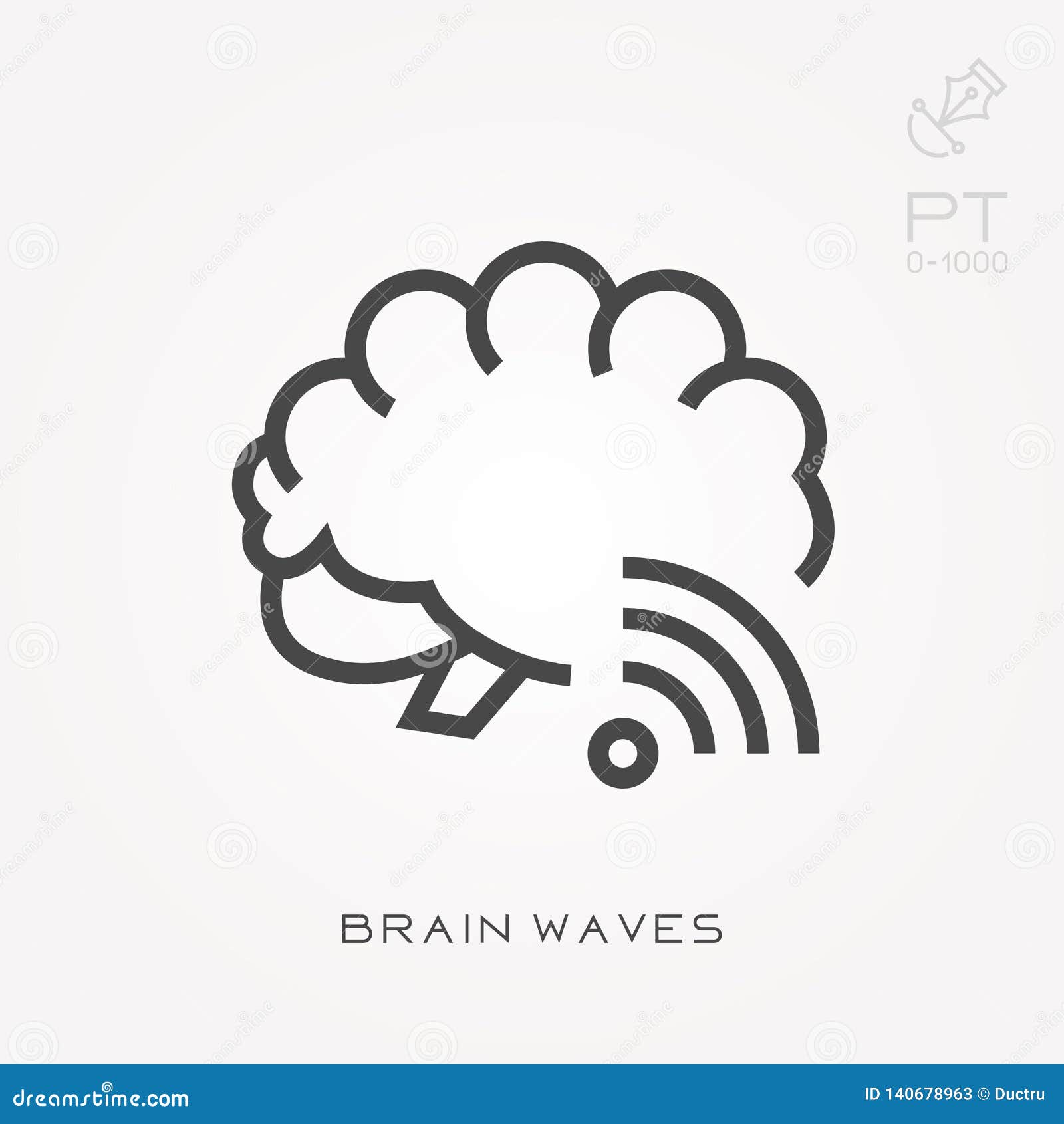 Flat Vector Icons with Brain Waves Stock Vector - Illustration of ...