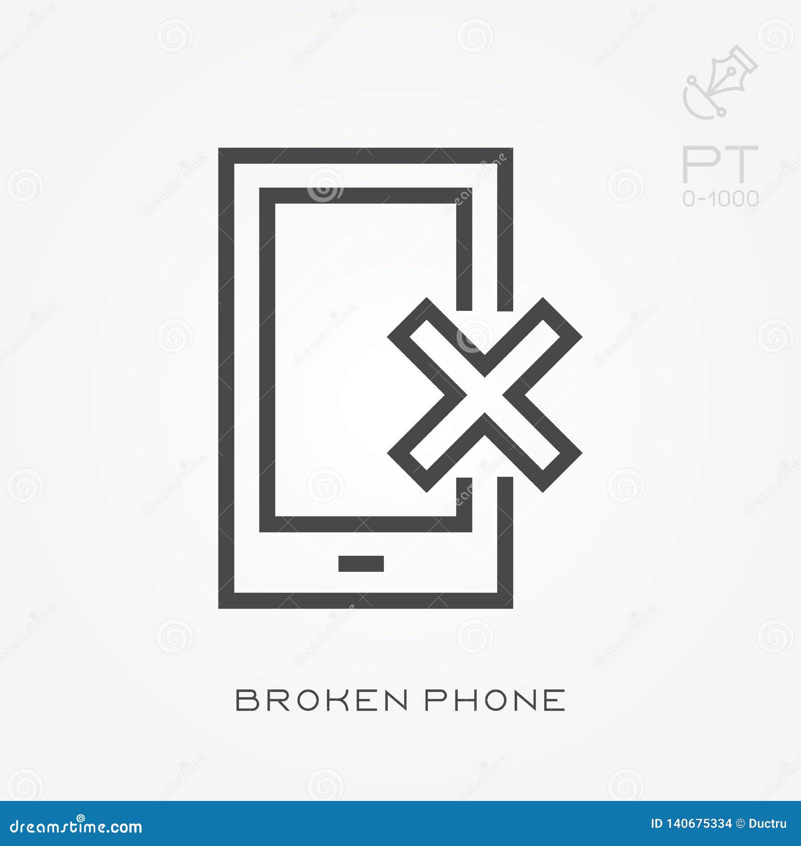 Flat Vector Icons with Broken Phone Stock Vector - Illustration of ...