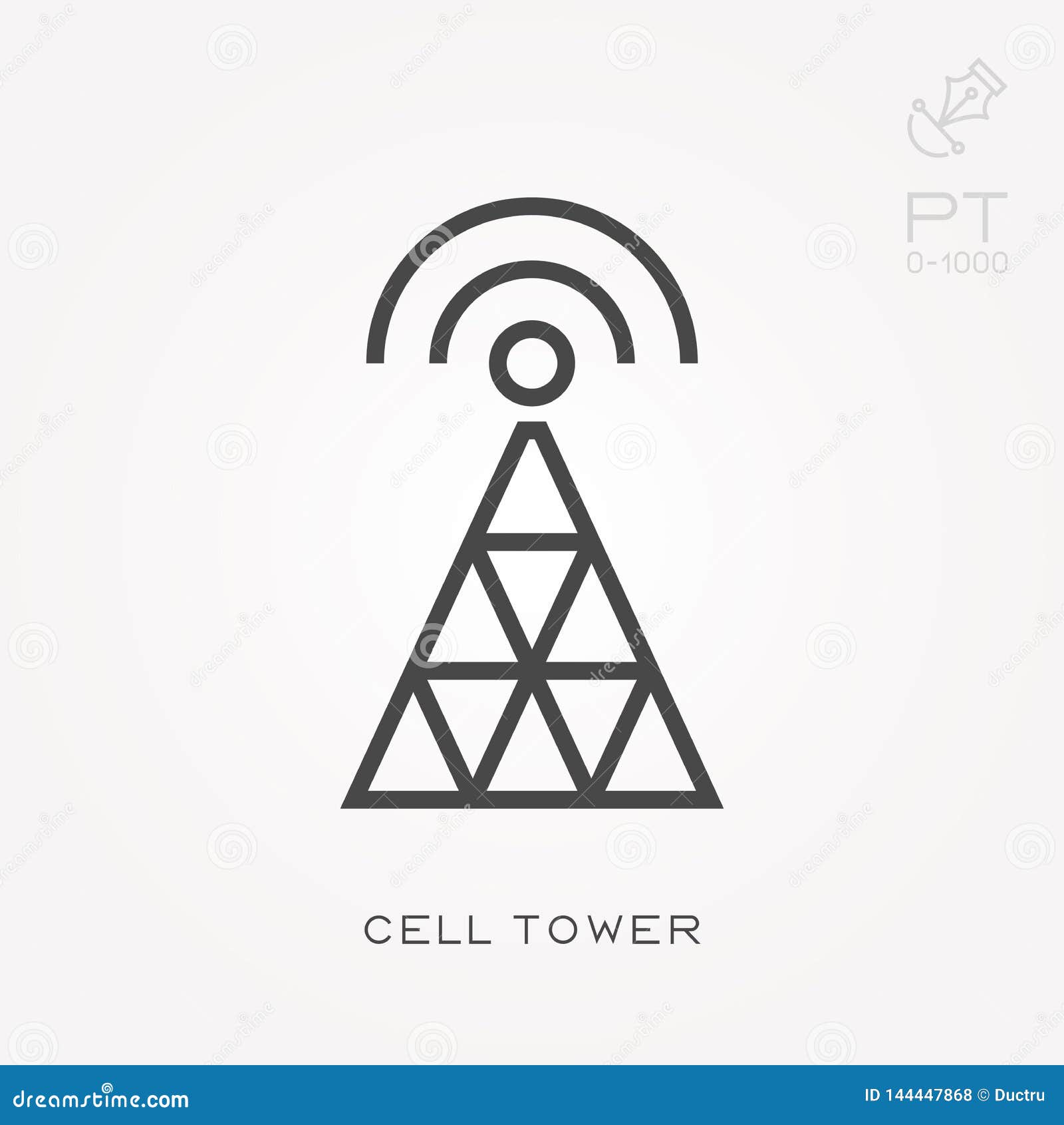 Flat Vector Icons with Cell Tower Stock Vector - Illustration of ...