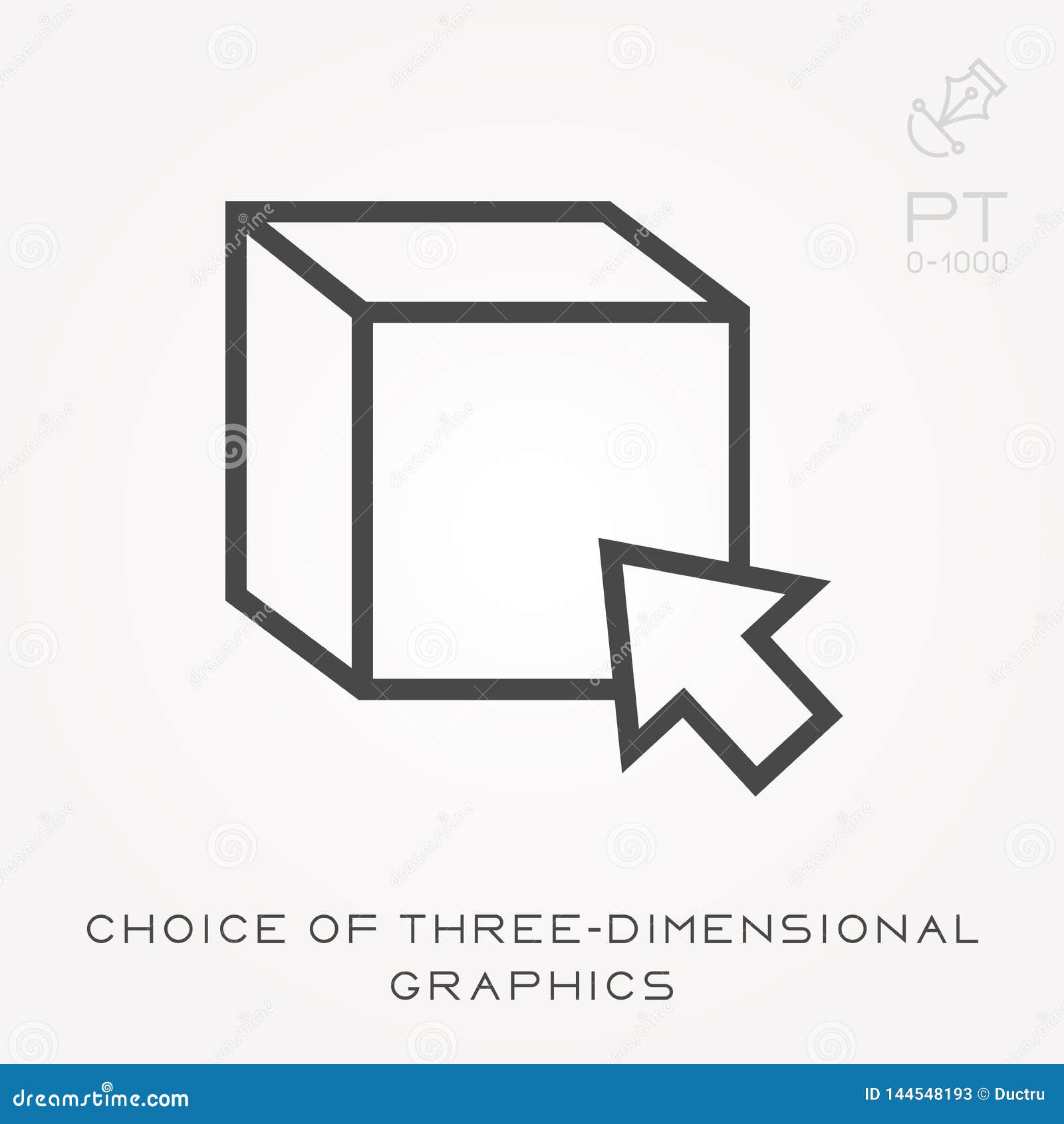 Line Icon Choice of Three-dimensional Graphics Stock Vector ...