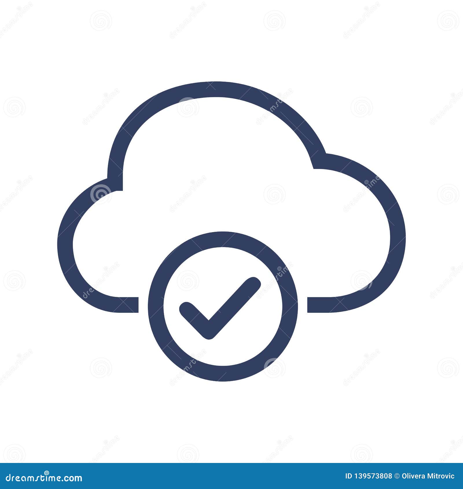 Line Icon Cloud Computing with Checkmark Stock Vector - Illustration of desktop, concept: 139573808