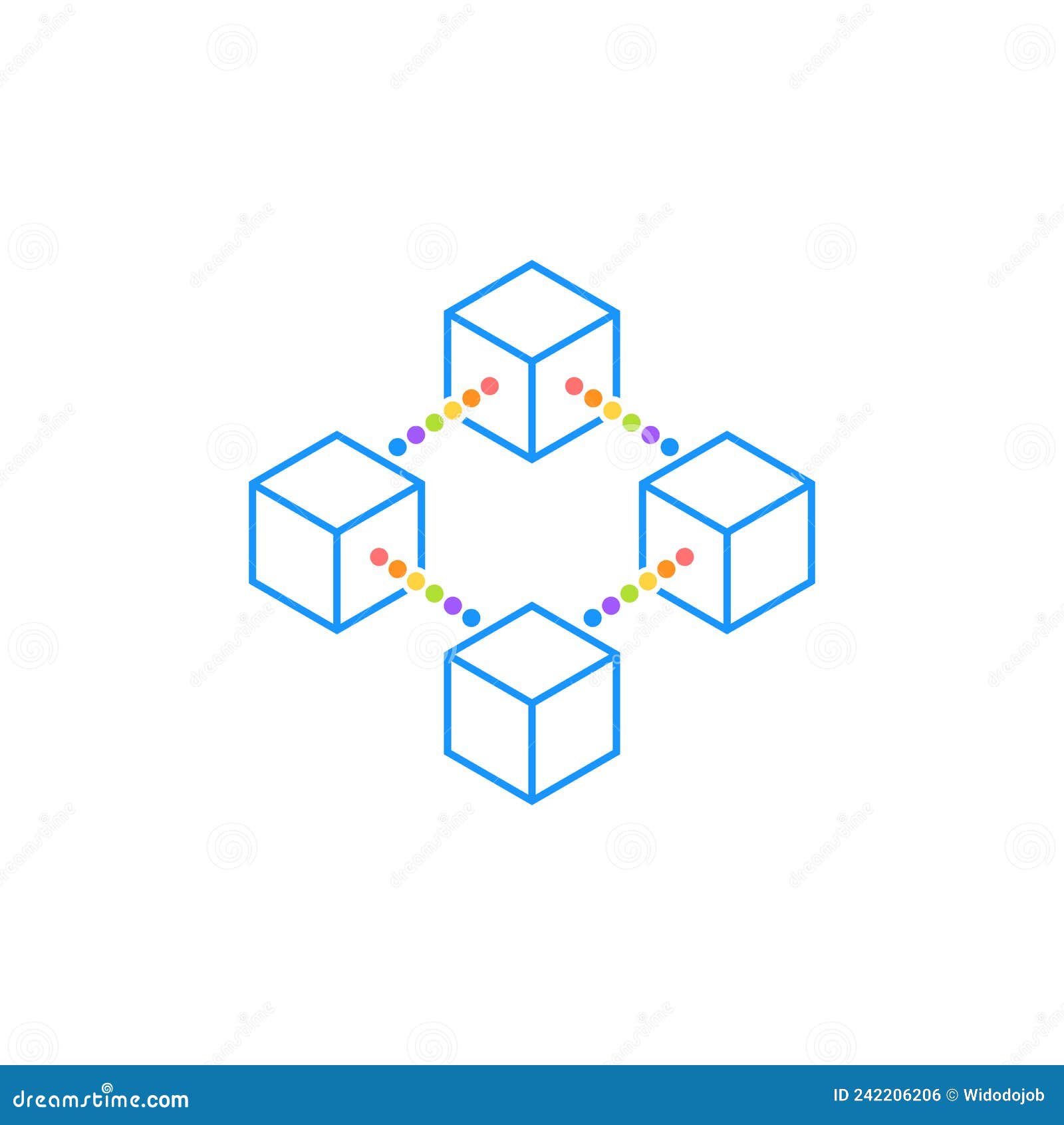 Line icon cube with dots stock vector. Illustration of future - 242206206