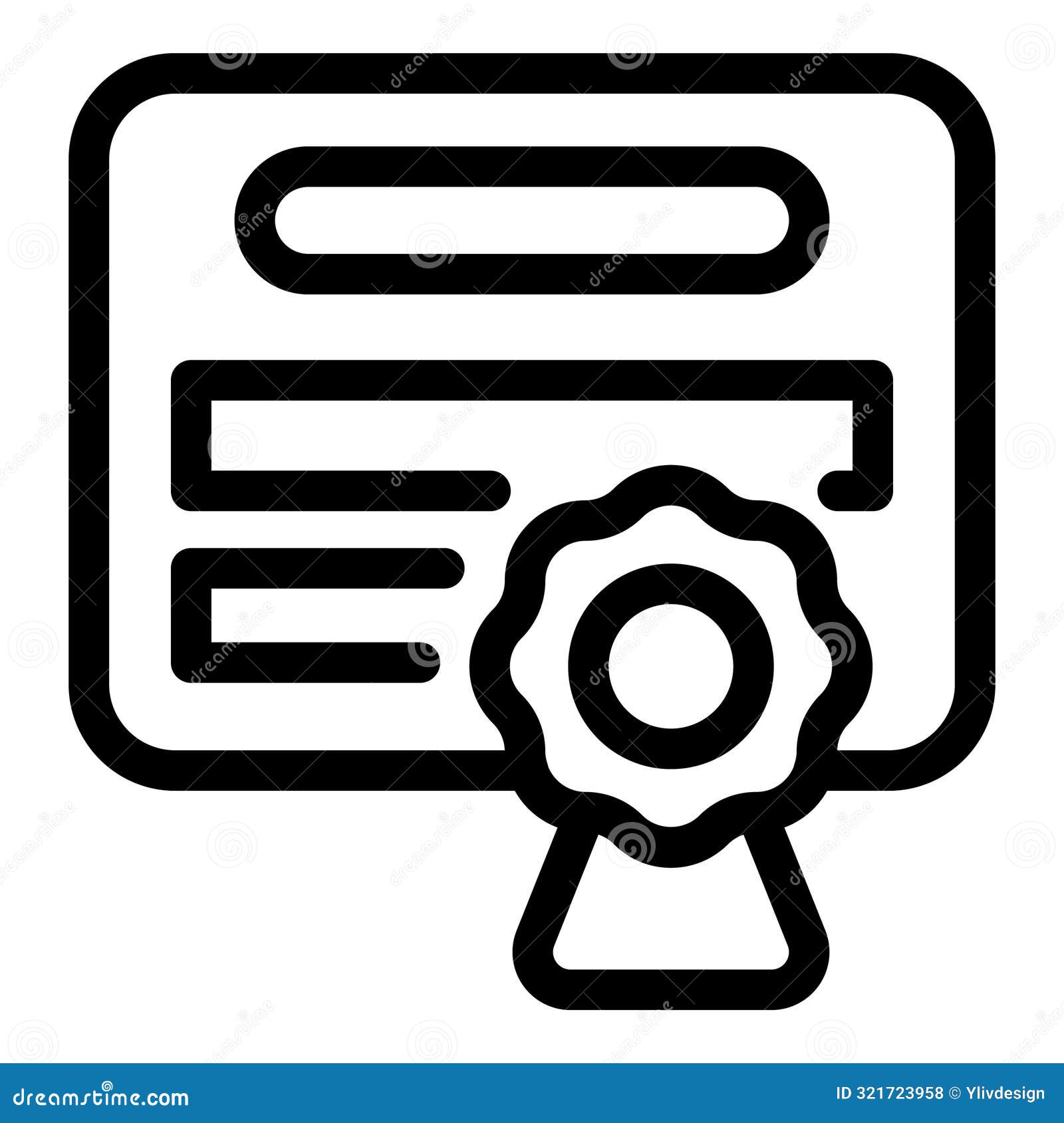 Line Icon of a Diploma with a Ribbon, Representing Academic ...