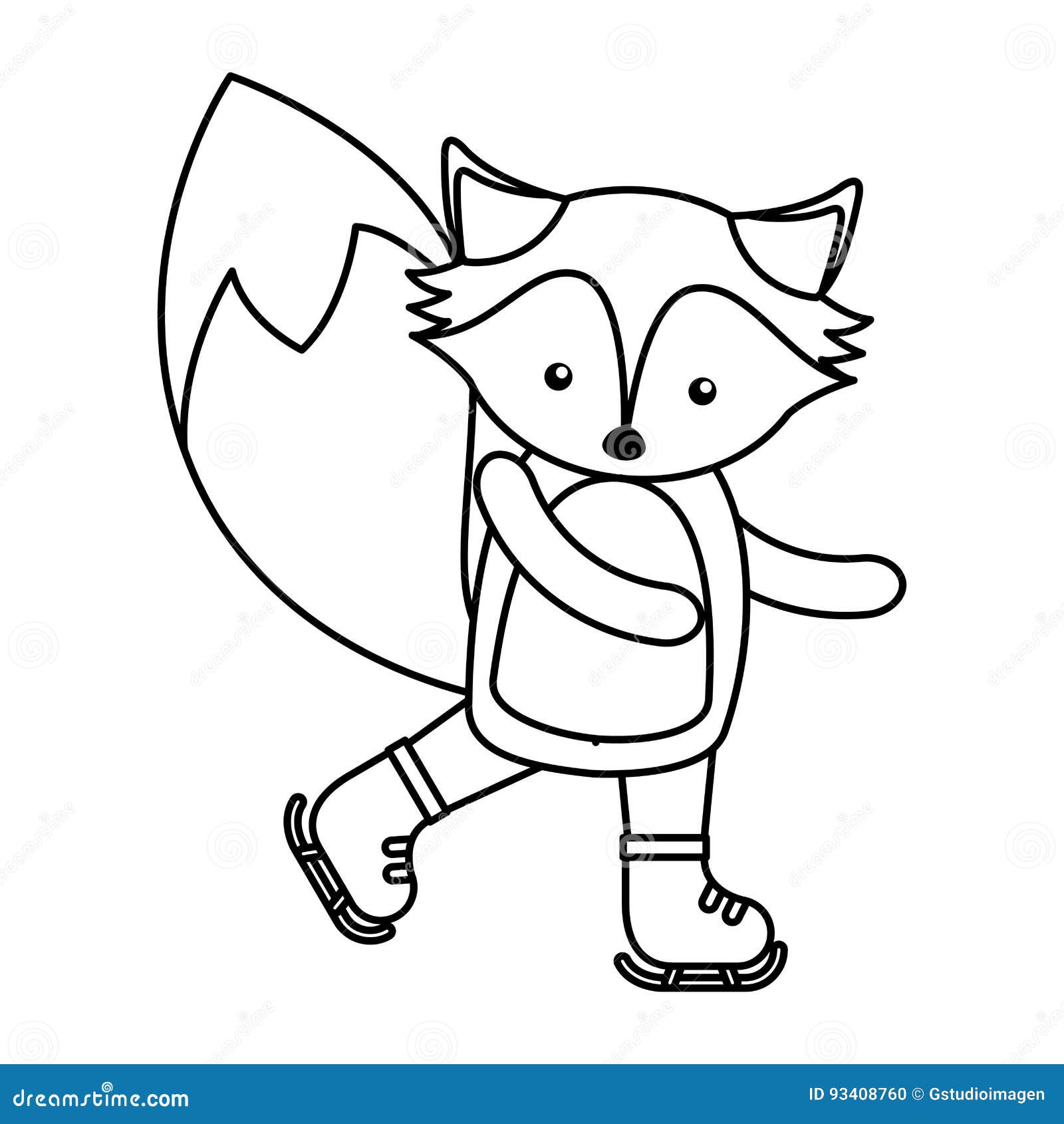 Line icon fox cartoon stock vector. Illustration of character - 93408760