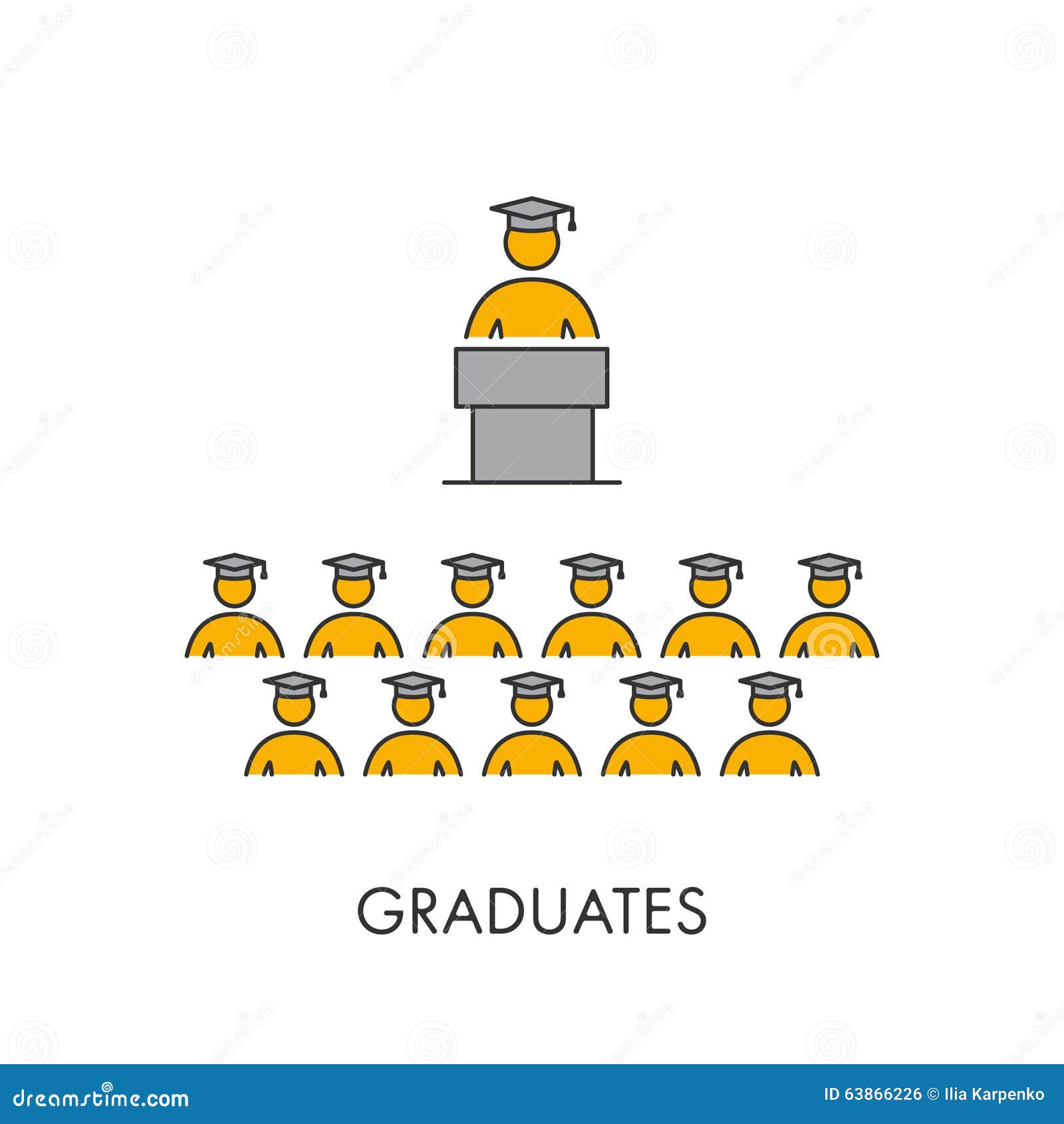 Line Icon Graduates. Vector Linear Symbol for Students Stock ...