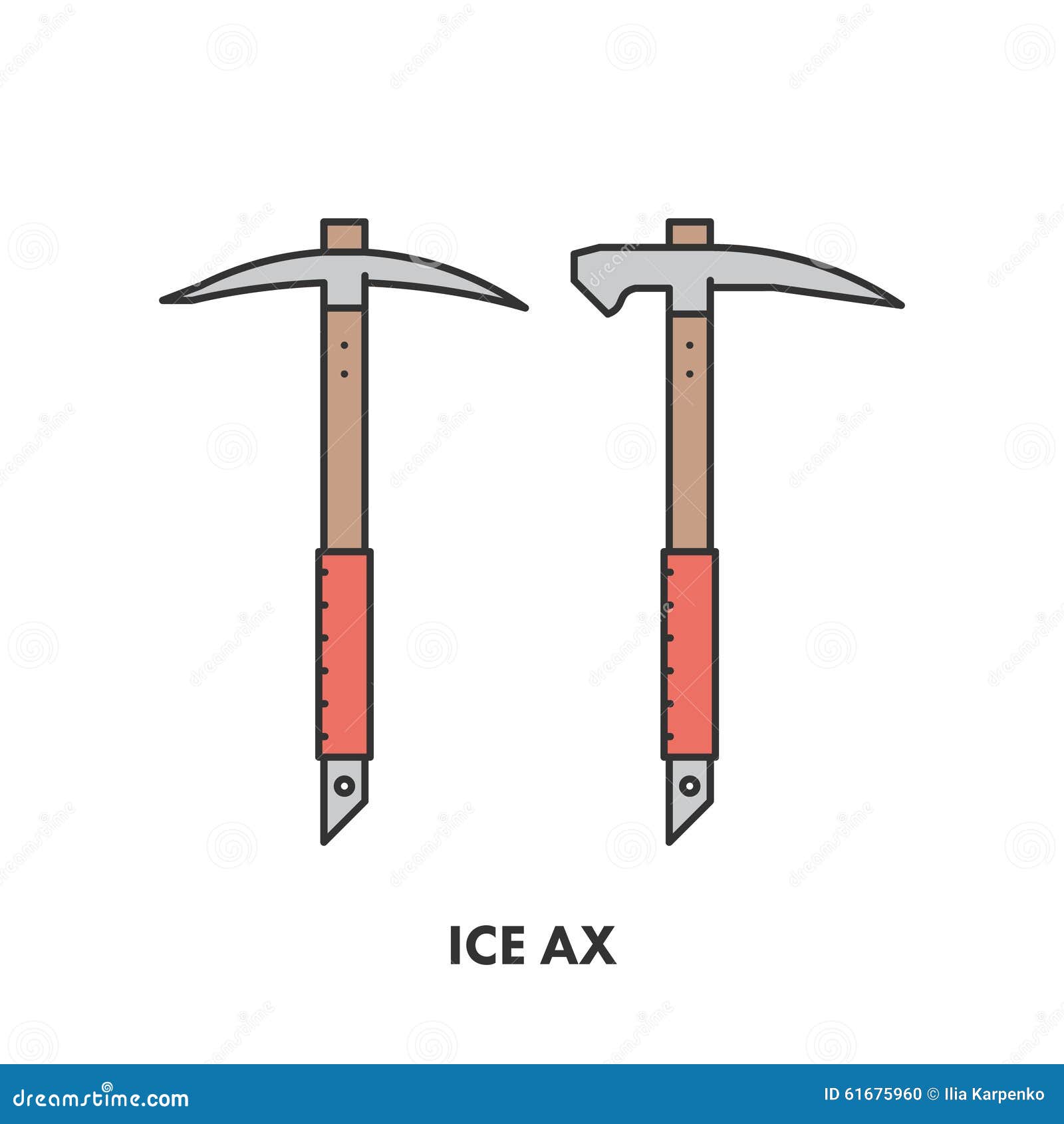 Line icon ice ax in color stock illustration. Illustration of extreme ...