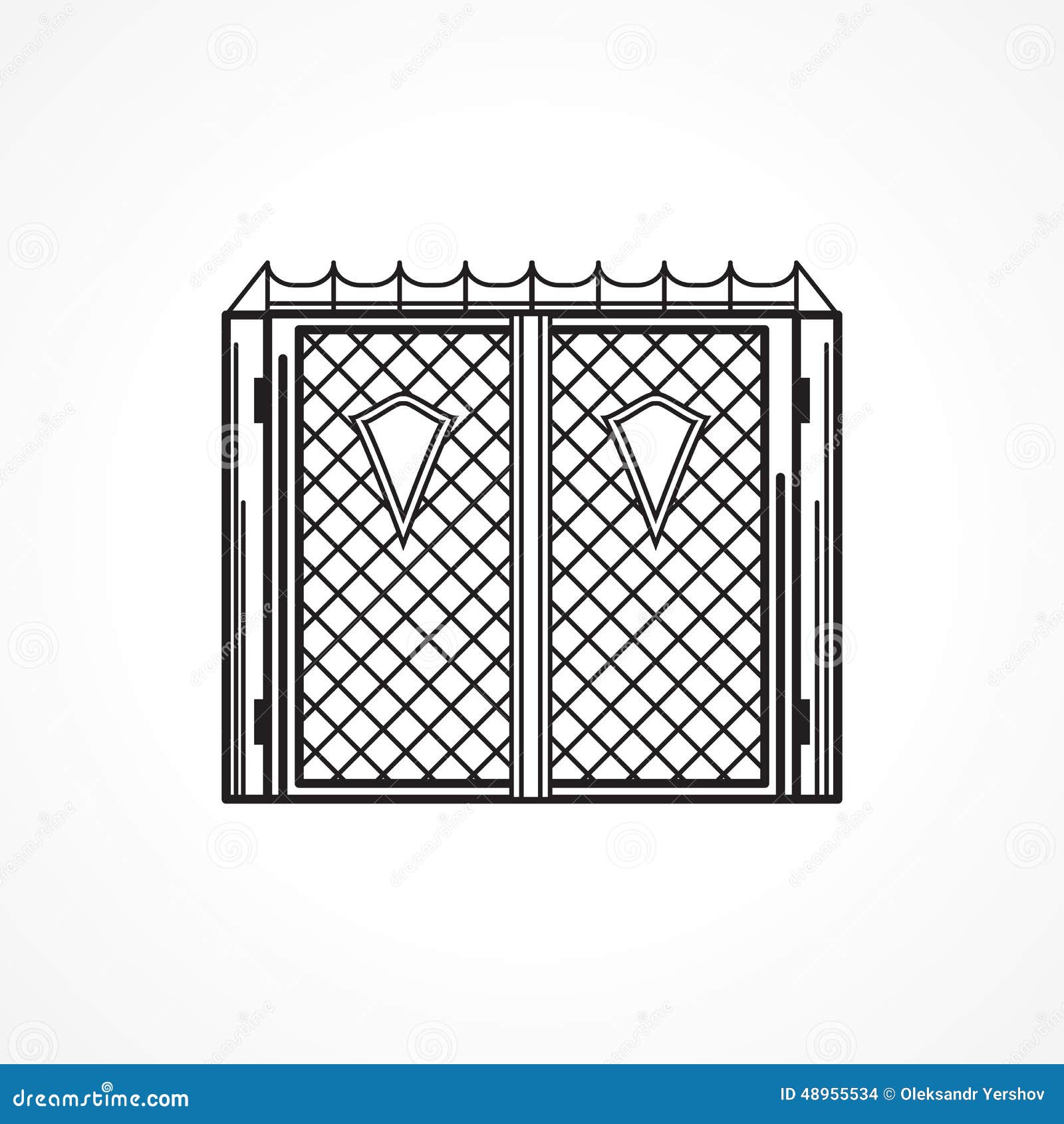Line icon for iron gates stock vector. Illustration of fence - 48955534