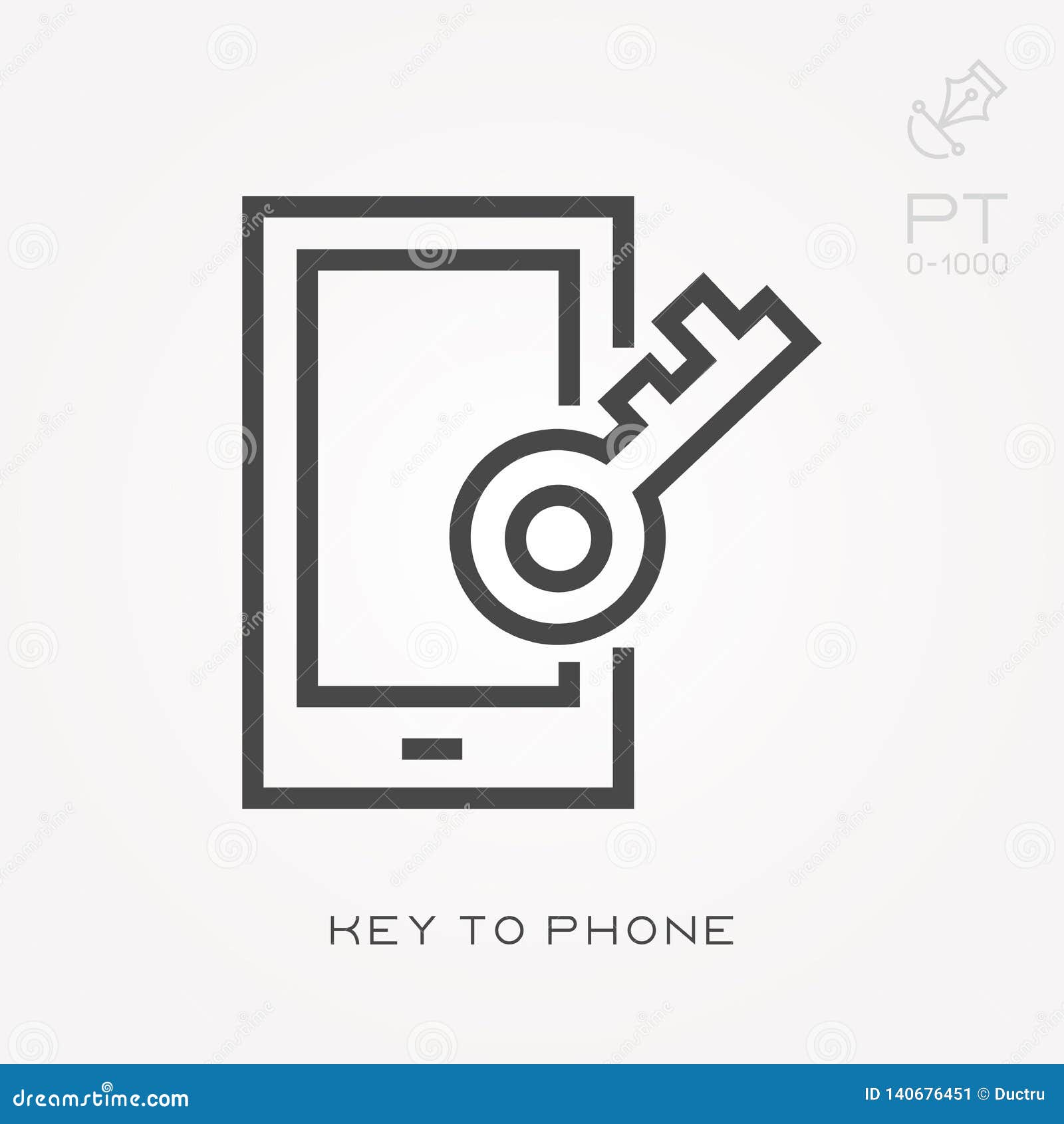 Line icon key to phone stock vector. Illustration of chart - 140676451