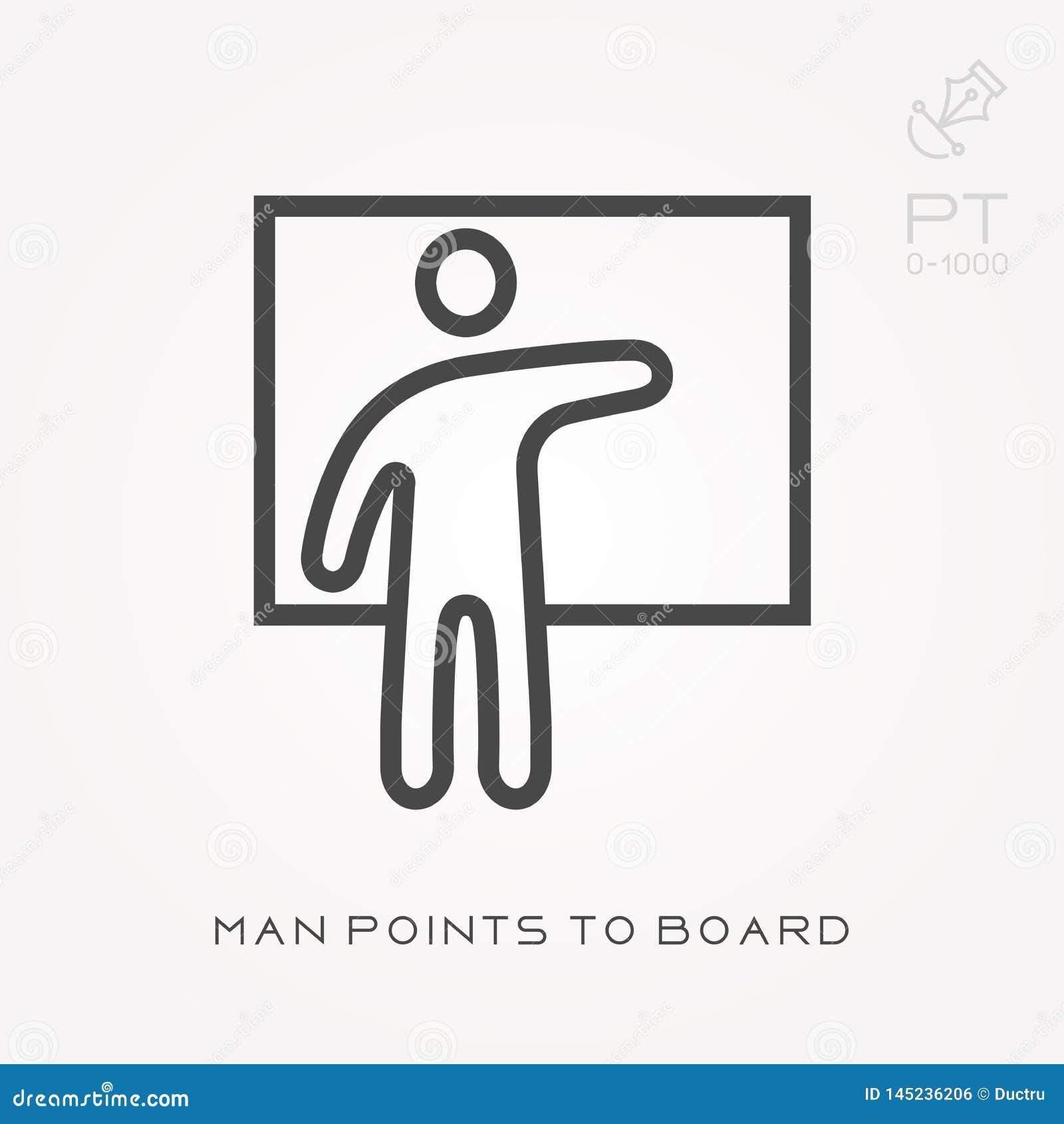 Line Icon Man Points To Board Stock Vector - Illustration of concept ...