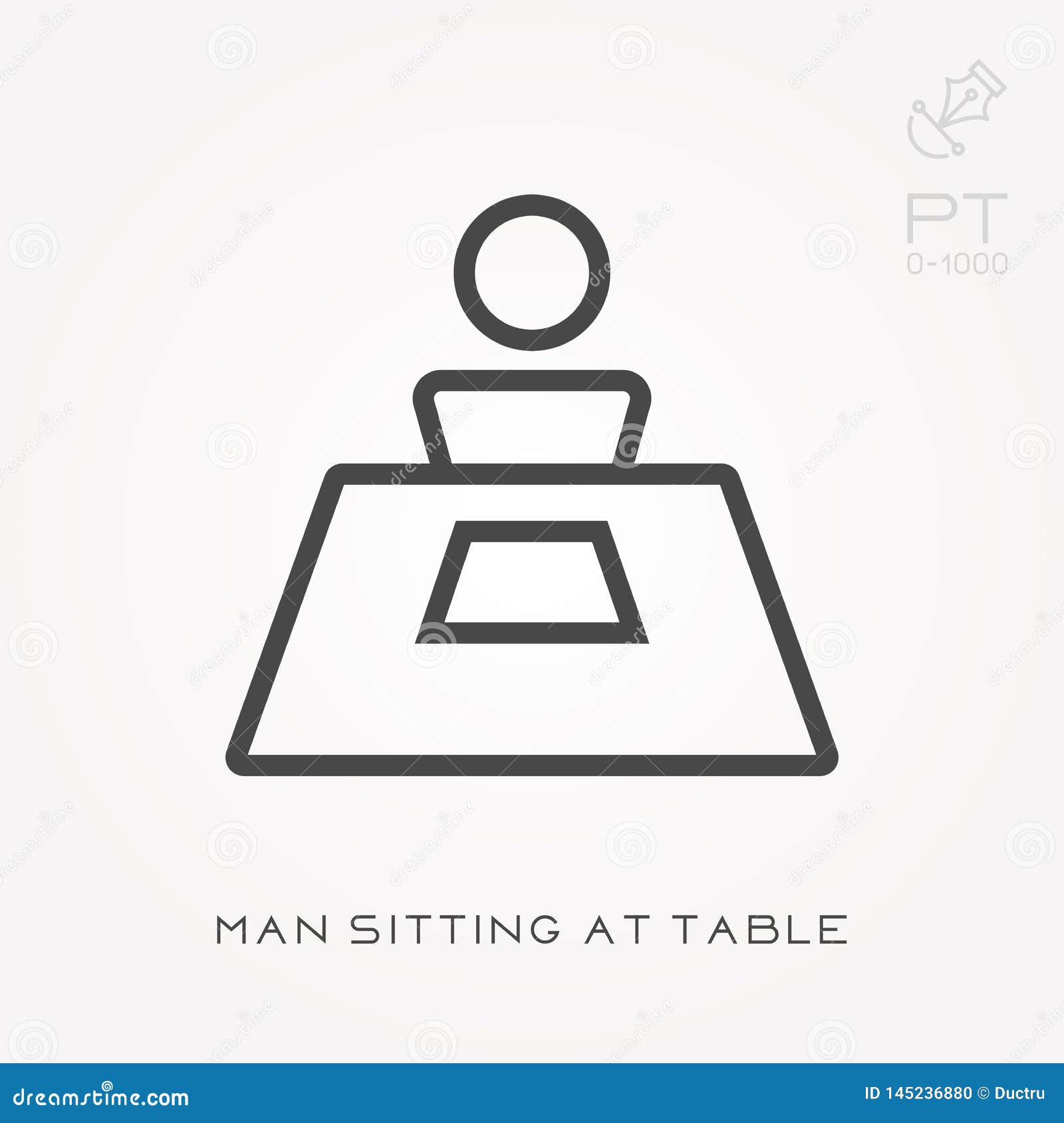 Line Icon Man Sitting at Table Stock Vector - Illustration of design ...