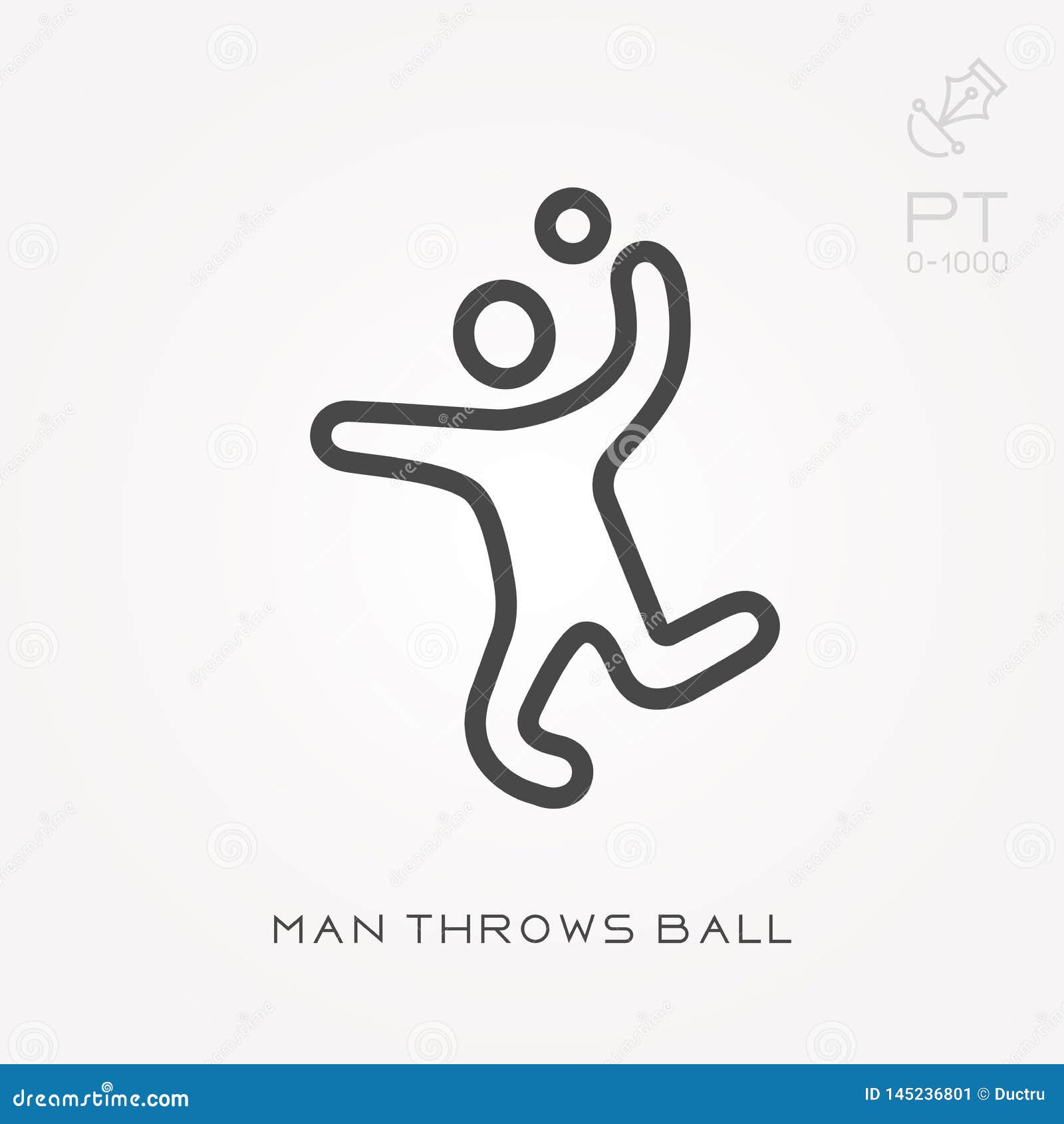 Line icon man throws ball stock vector. Illustration of male - 145236801