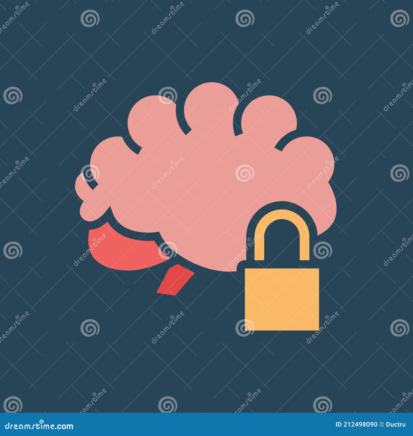 Line Icon Padlock of Brain. Flat Vector Illustration. Stock Vector ...