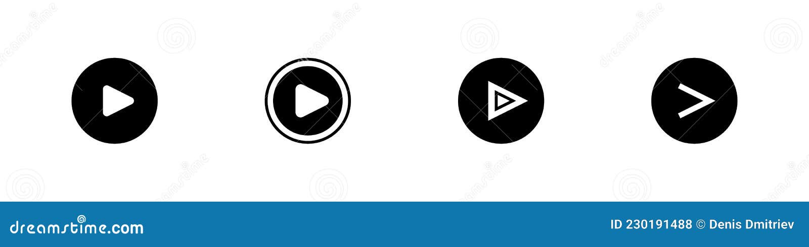 Line Icon Play Button in Simple Style. Set of Vector Icons in Simple ...