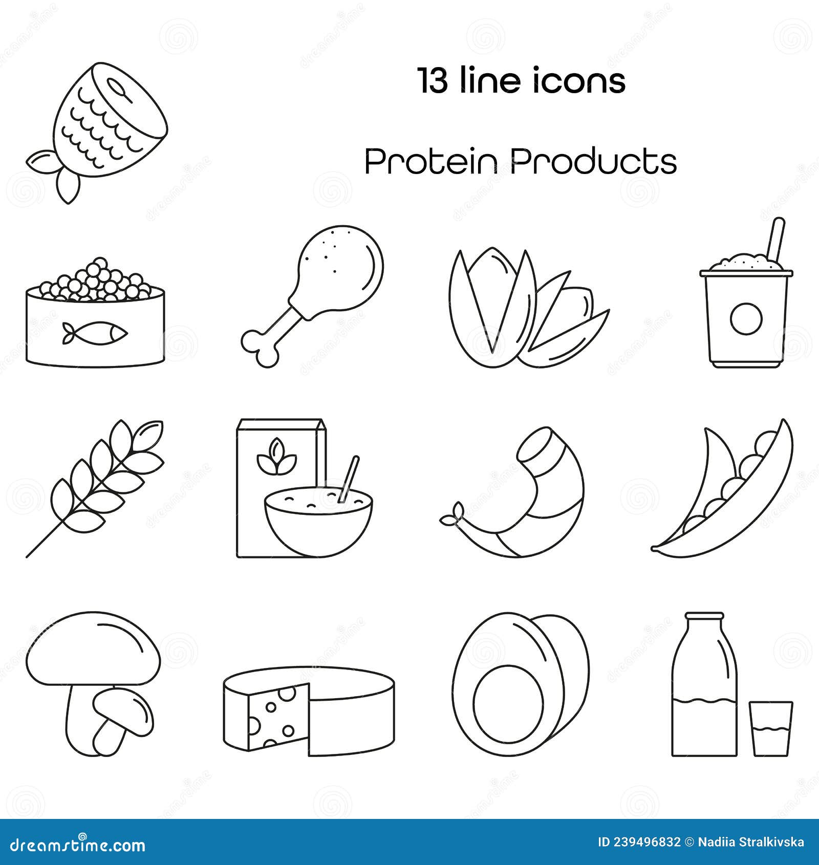 Line Icon of Protein Products. Vector, on a White Background Stock ...