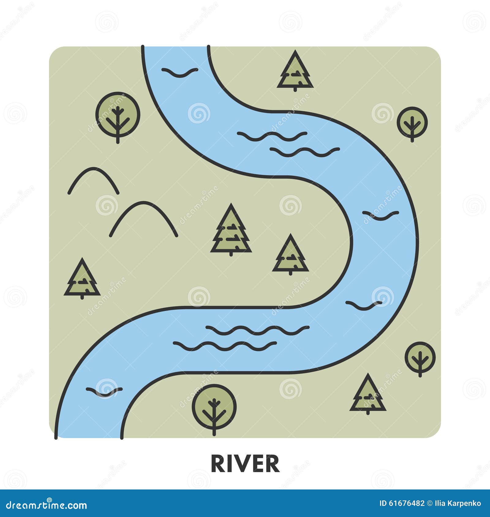 Line icon river in color stock illustration. Illustration of design ...
