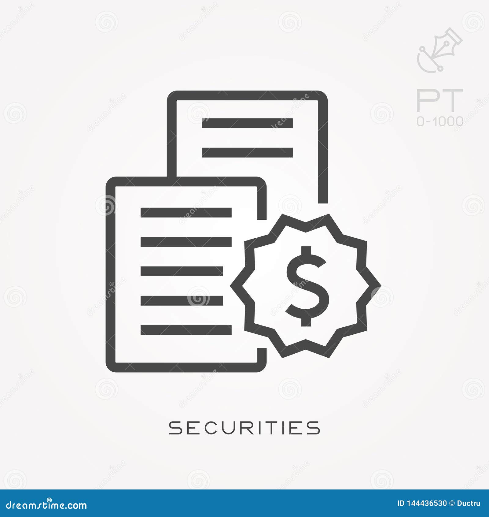 Flat Vector Icons with Securities Stock Vector - Illustration of black ...