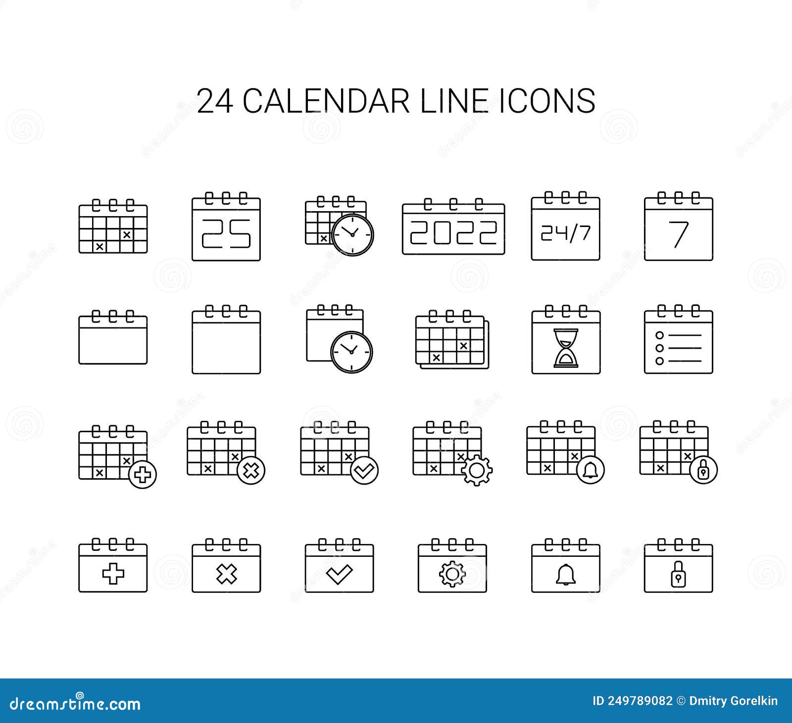 Line Icon Set. Calendar Pack Stock Vector - Illustration of event ...