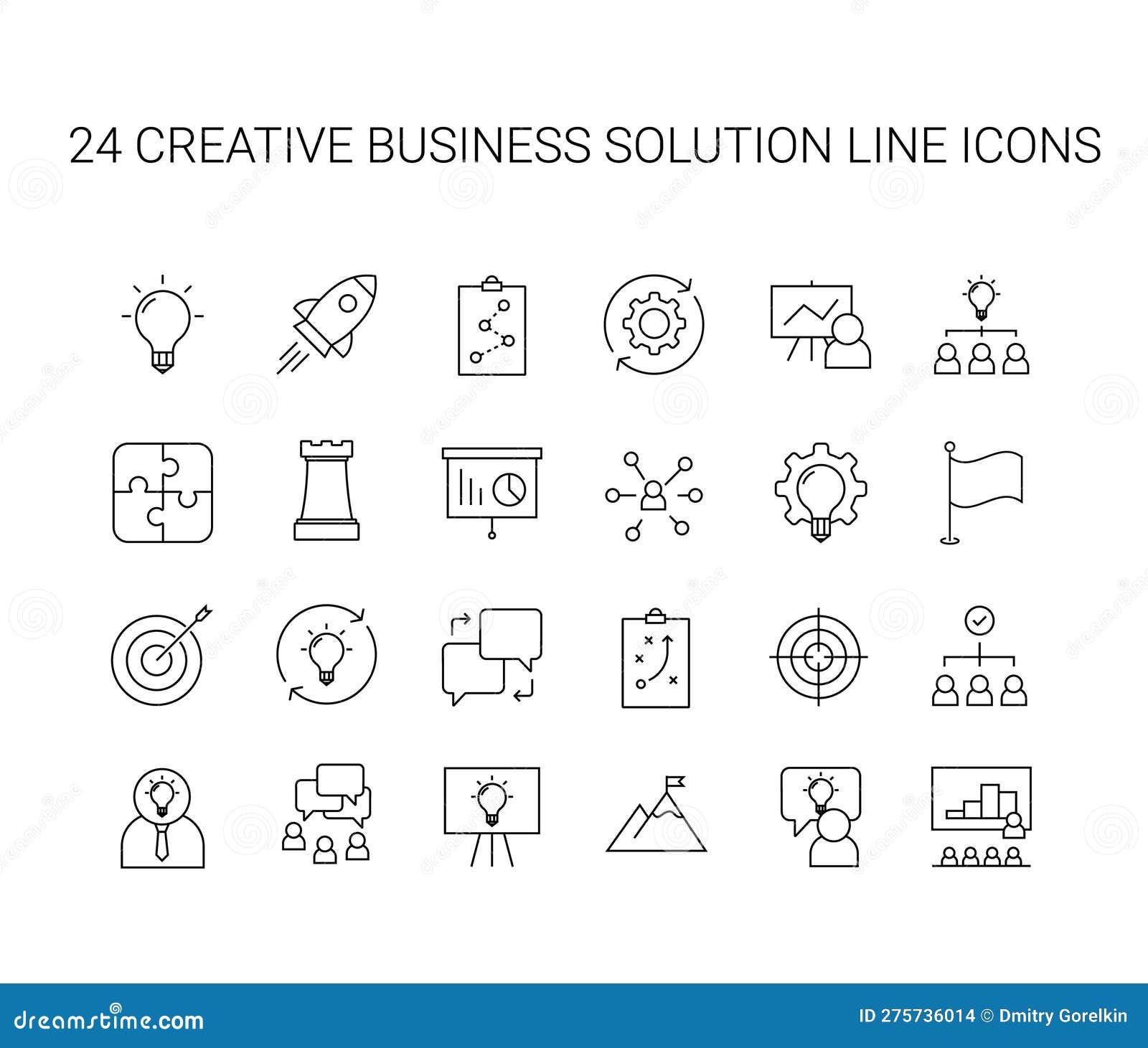Line Icon Set. Creative Business Solution Pack Stock Vector ...