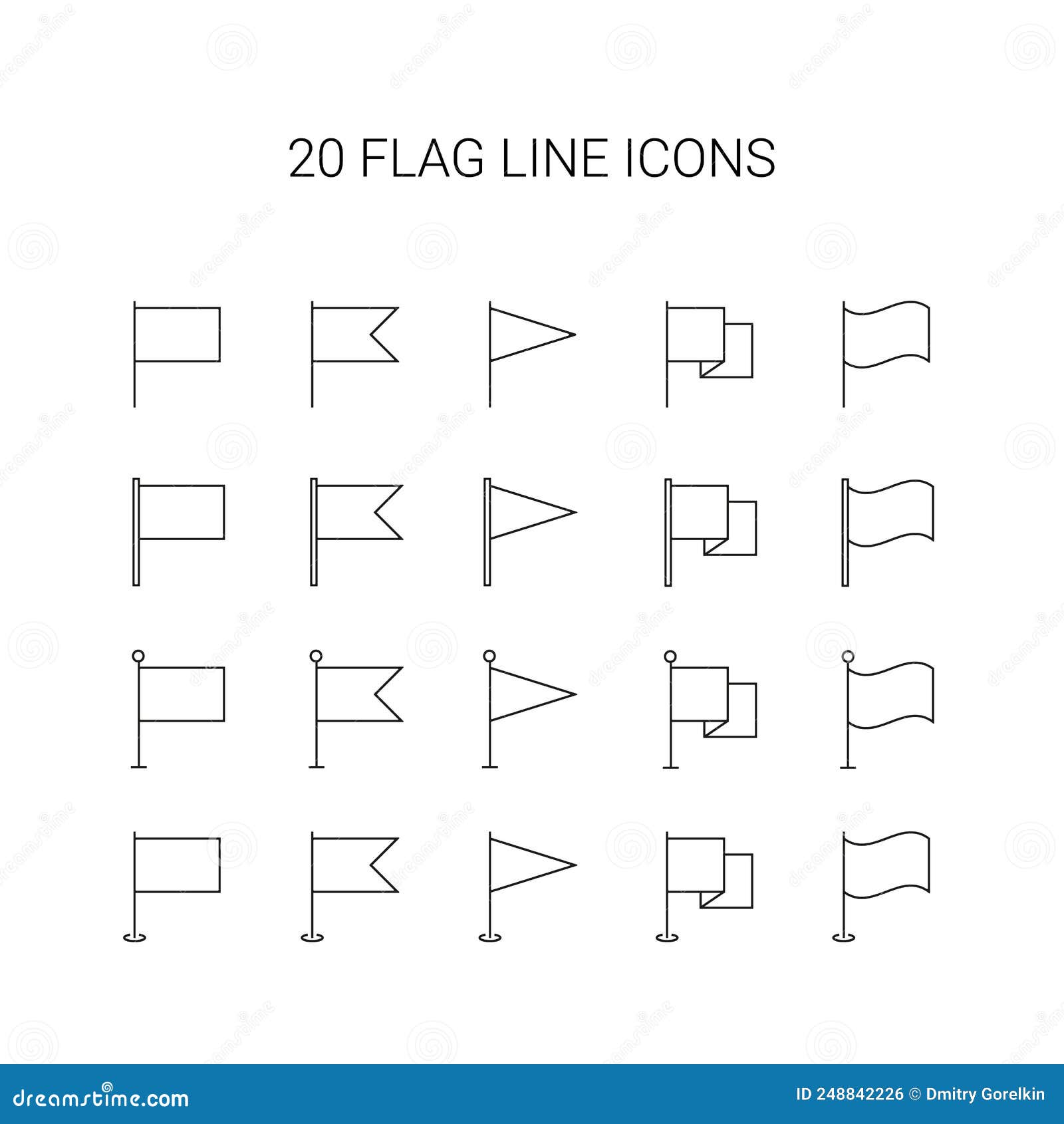 Line icon set. Flag pack stock vector. Illustration of white - 248842226