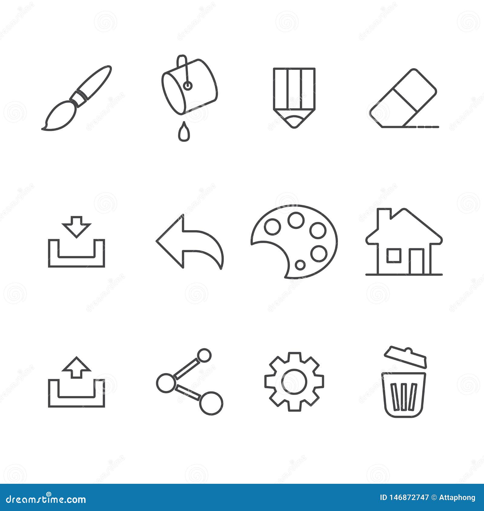 Line Icon Set Isolated on White Background Vector Stock Vector ...