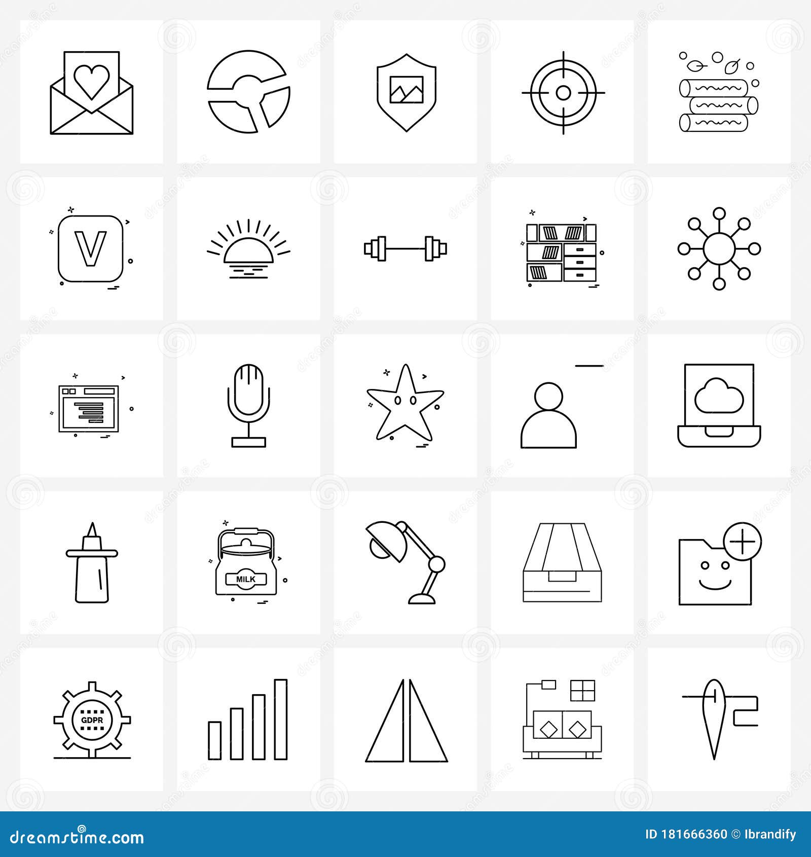 Line Icon Set Of 25 Modern Symbols Of Camping, Target, Security, Focus ...